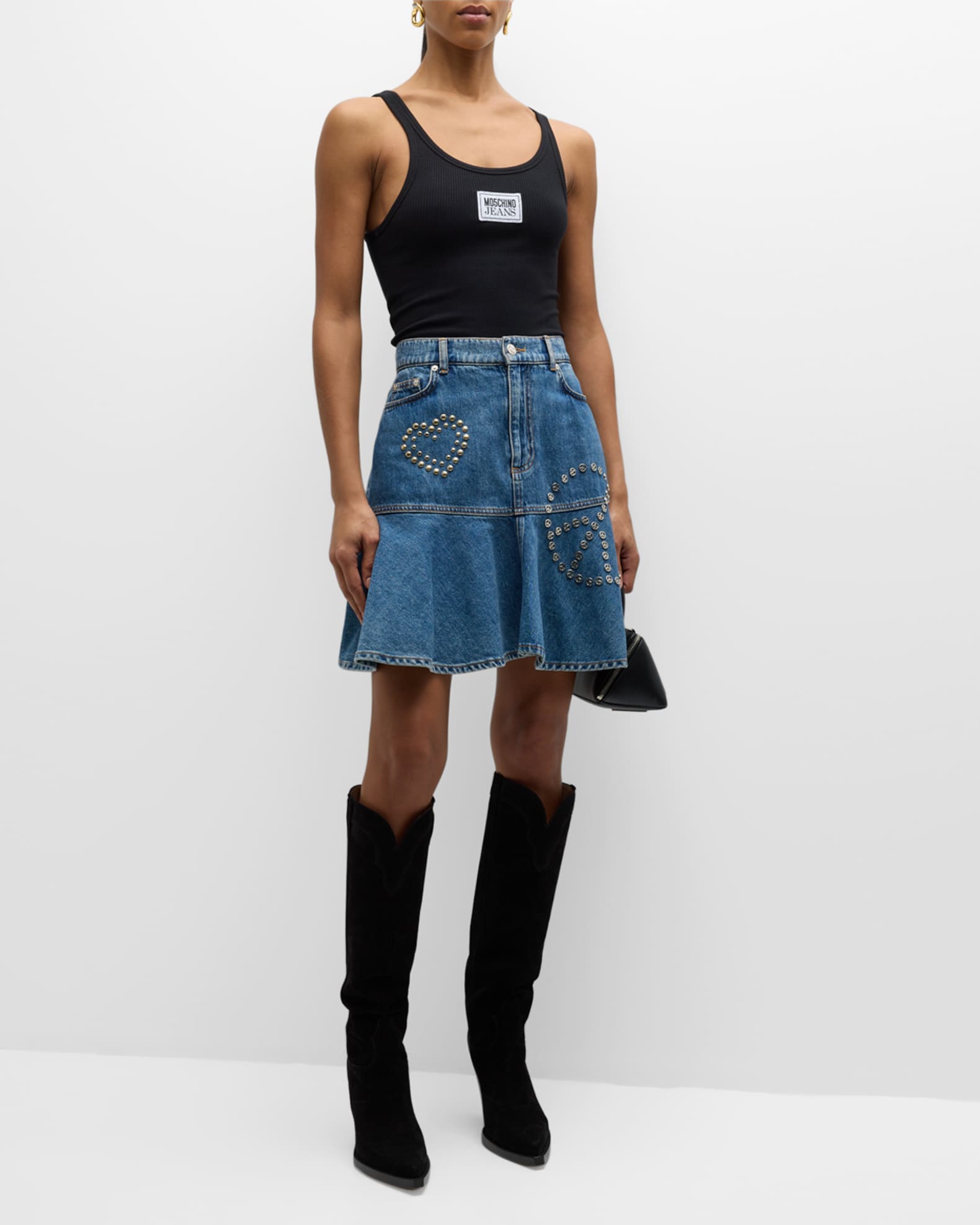 Moschino Jeans Ribbed Logo Tank Top | Neiman Marcus