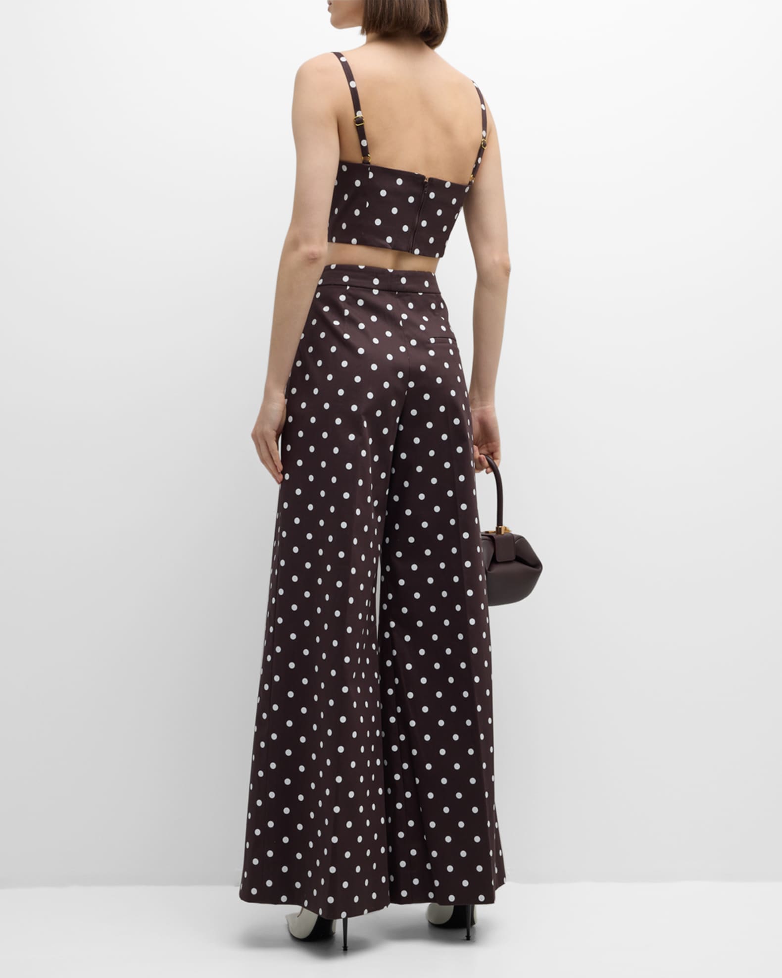 Carolina Herrera Pleated Wide-Leg Polka-Dot Pants | Neiman Marcus