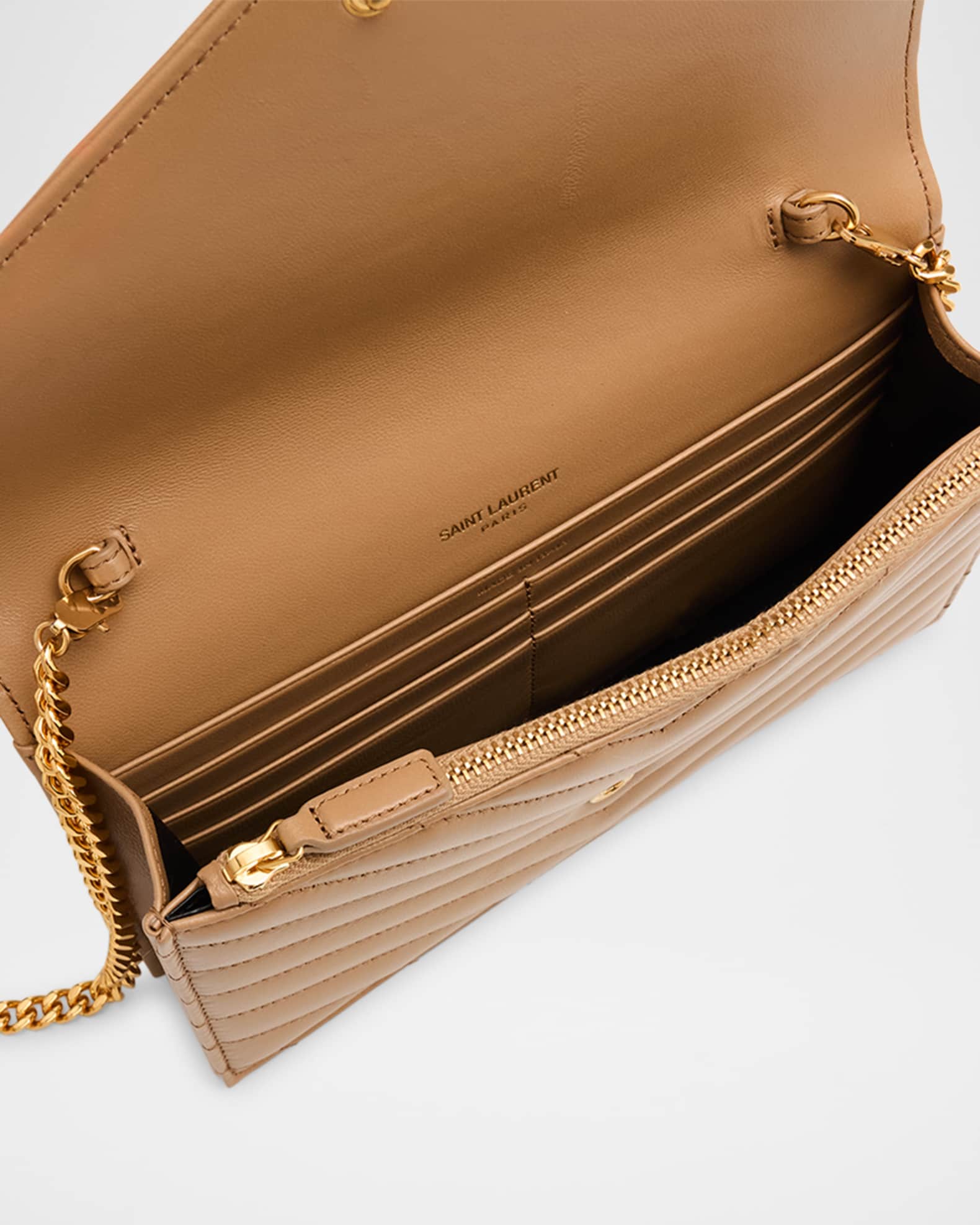 Saint Laurent Small YSL Wallet on Chain in Quilted Leather | Neiman Marcus