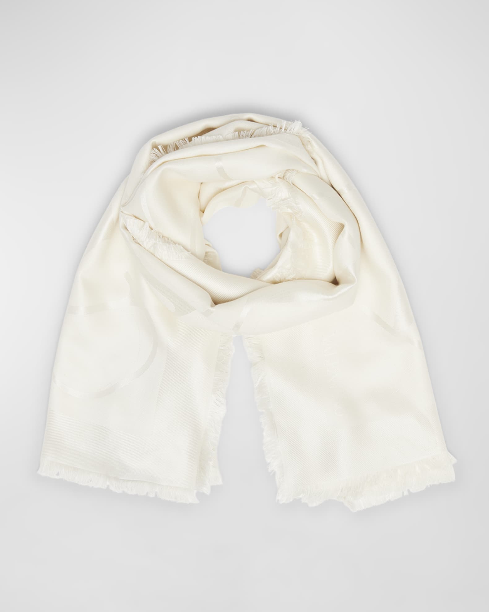 Valentino Signature V-Logo Jacquard Wool & Silk Scarf | Neiman Marcus