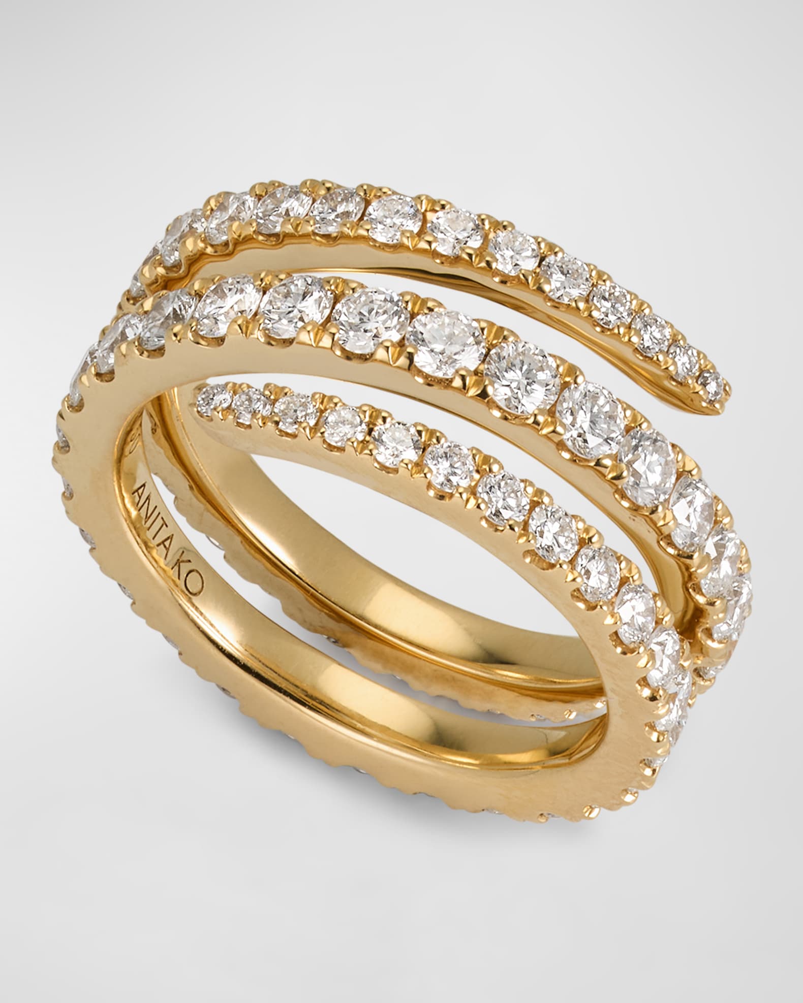 Anita Ko 18K Yellow Gold Pinky Diamond Coil Ring, Size 3.5 | Neiman Marcus