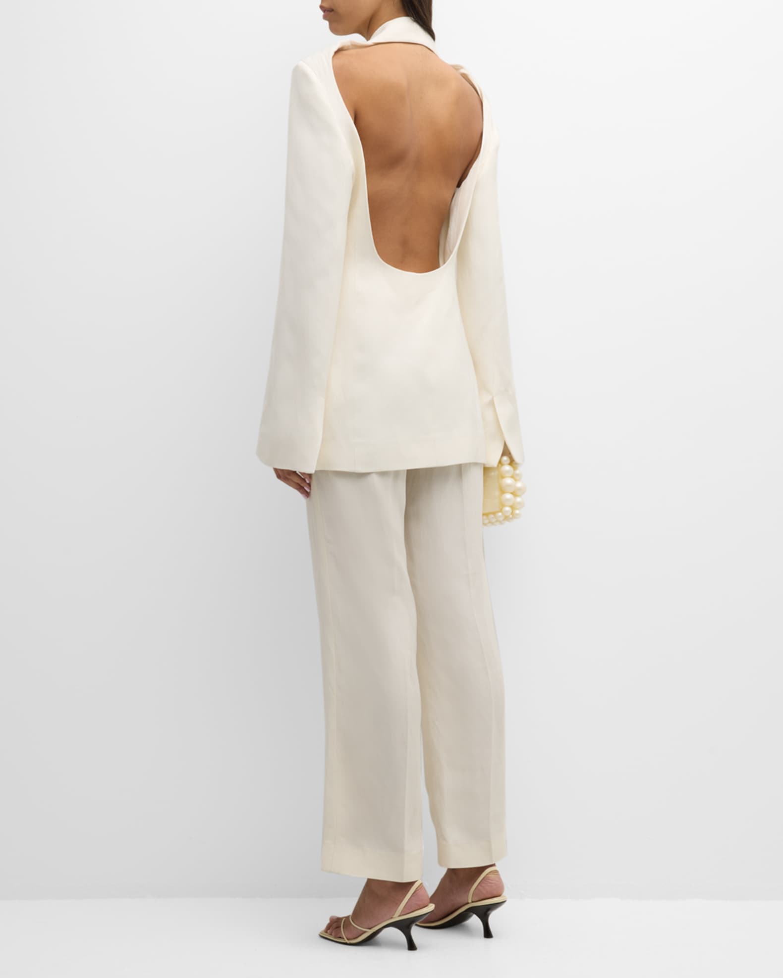 Gia Studios Double-Breasted Backless Jacket | Neiman Marcus