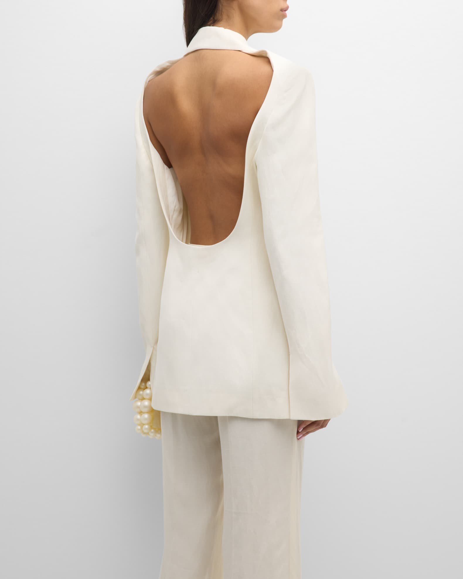 Gia Studios Double-Breasted Backless Jacket | Neiman Marcus