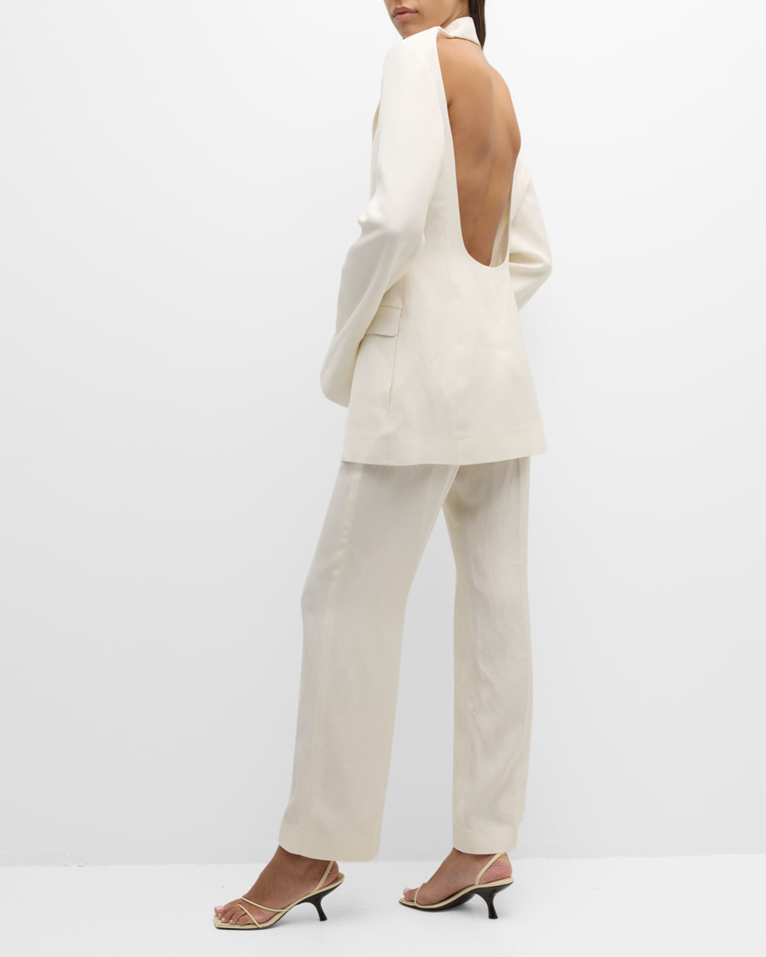 Gia Studios Double-Breasted Backless Jacket | Neiman Marcus