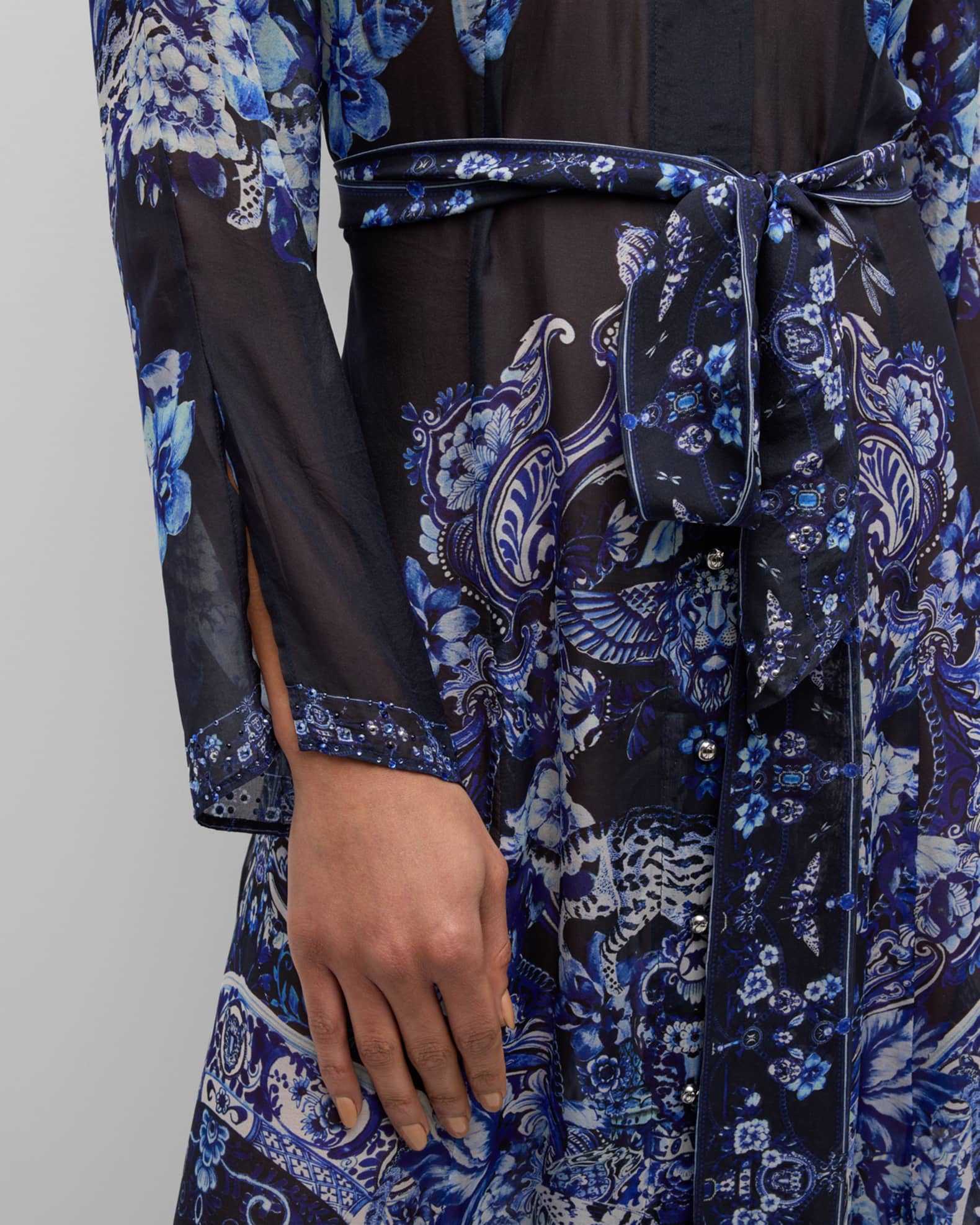 Camilla Delft Dynasty Chiffon Maxi Dress with Cutwork Lace Collar ...