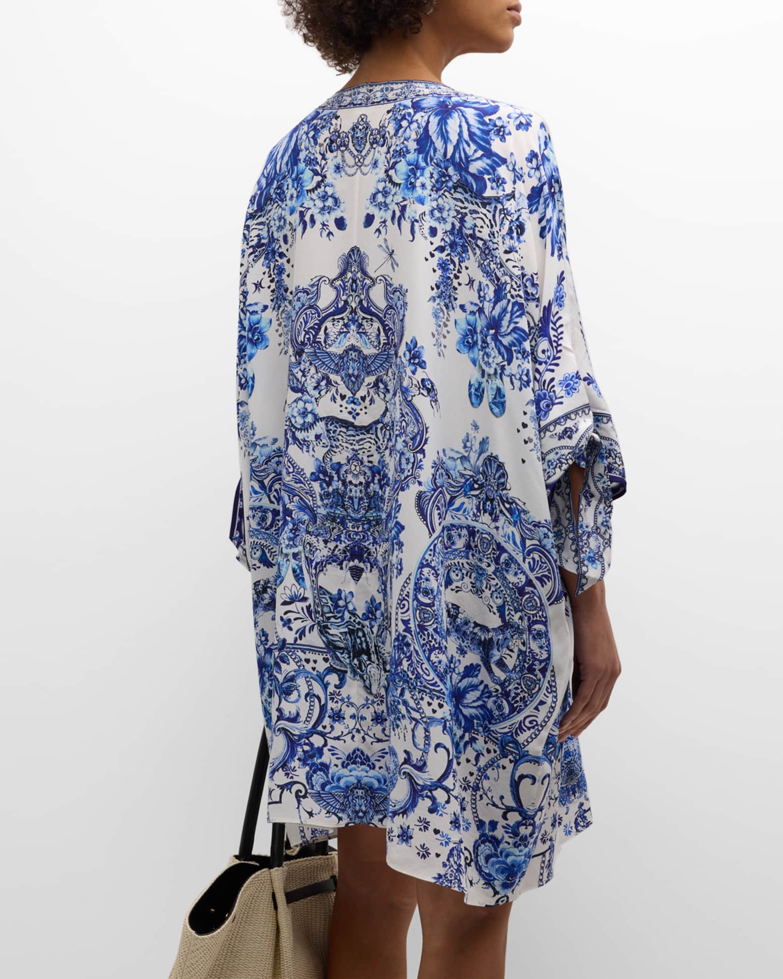 Camilla Delft Dynasty Tie Sleeve Mini Kaftan | Neiman Marcus