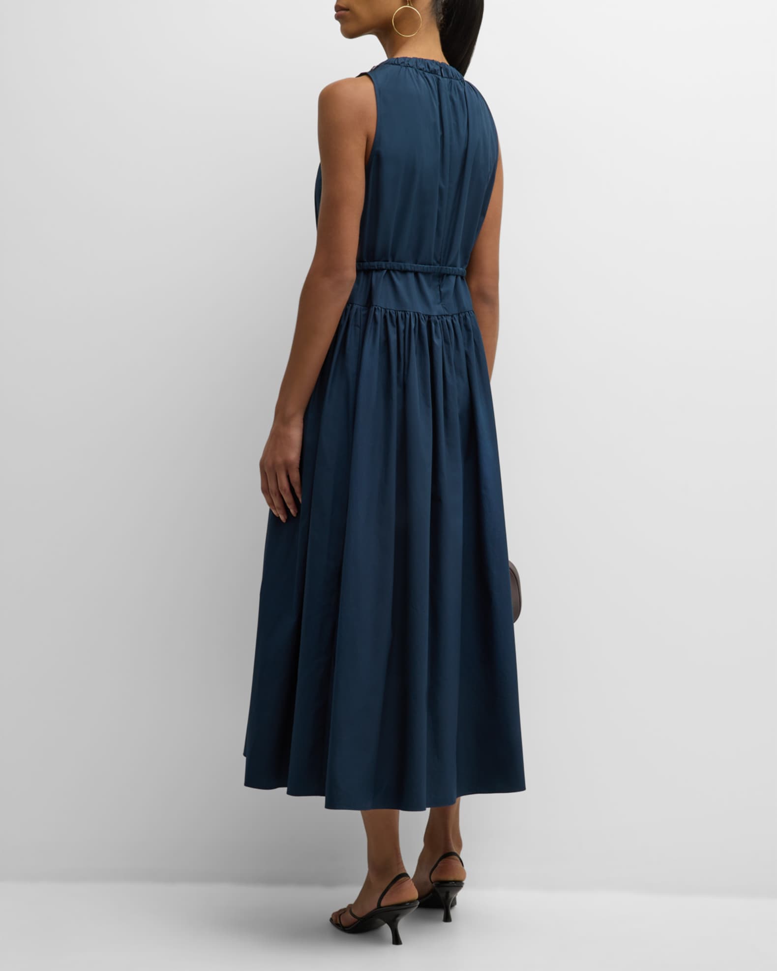 Max Mara Teresa Belted Drop-Waist Sleeveless Midi Dress | Neiman Marcus
