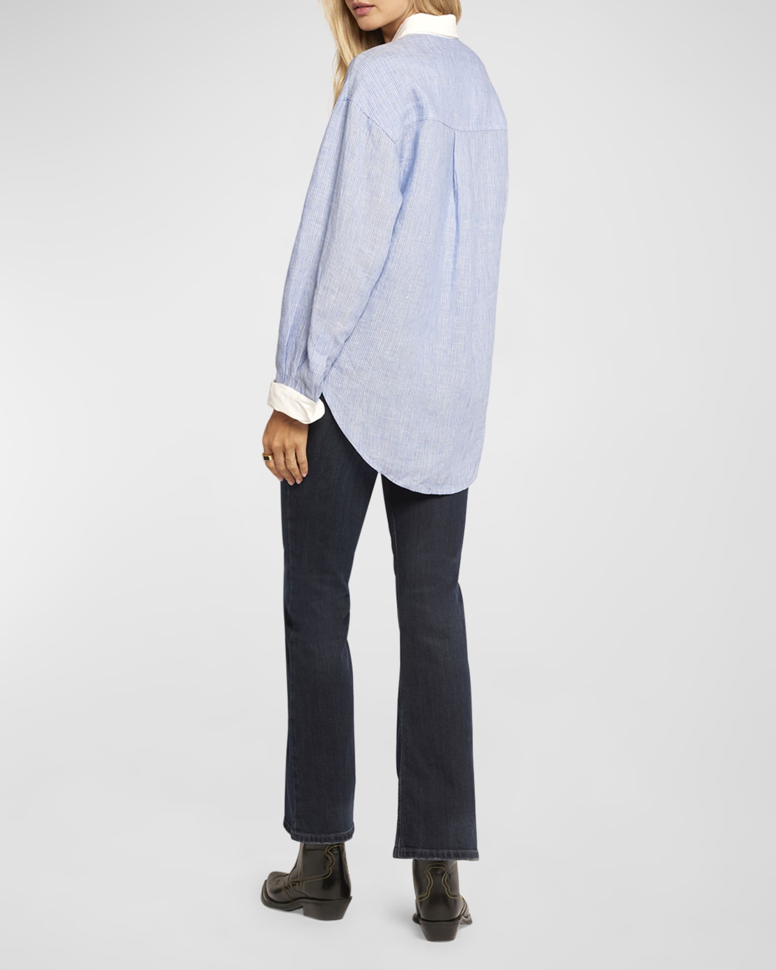 Current/Elliott The Candid Striped Button-Front Shirt | Neiman Marcus