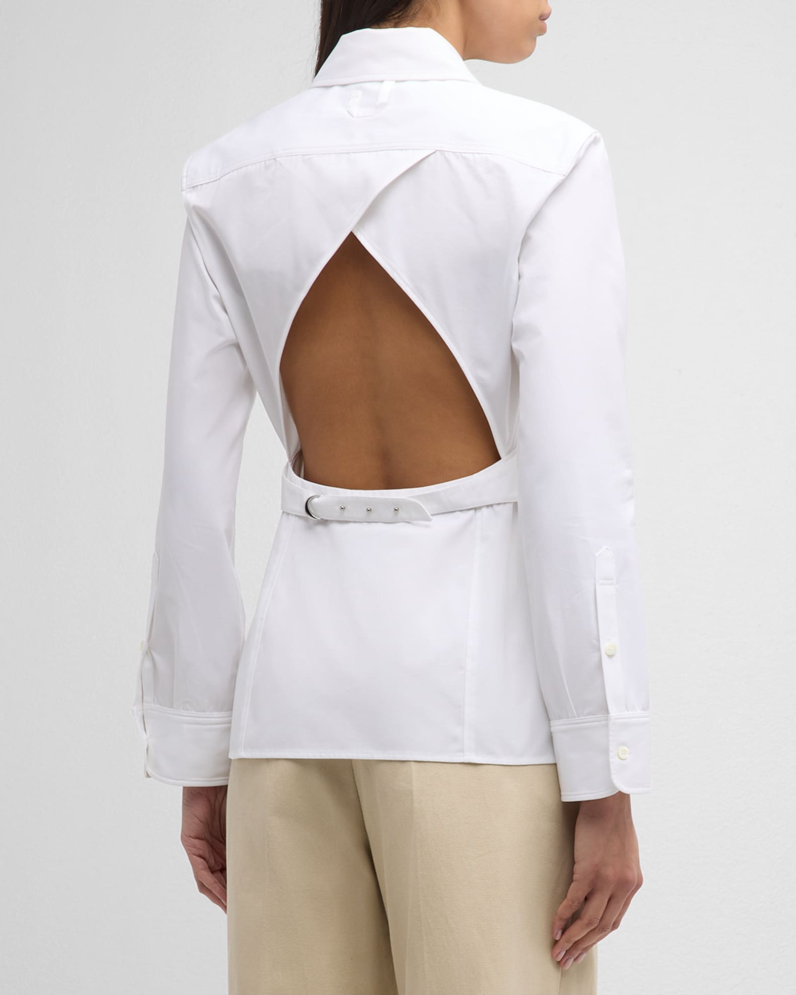Jacquemus Costume Open-Back Collared Shirt | Neiman Marcus