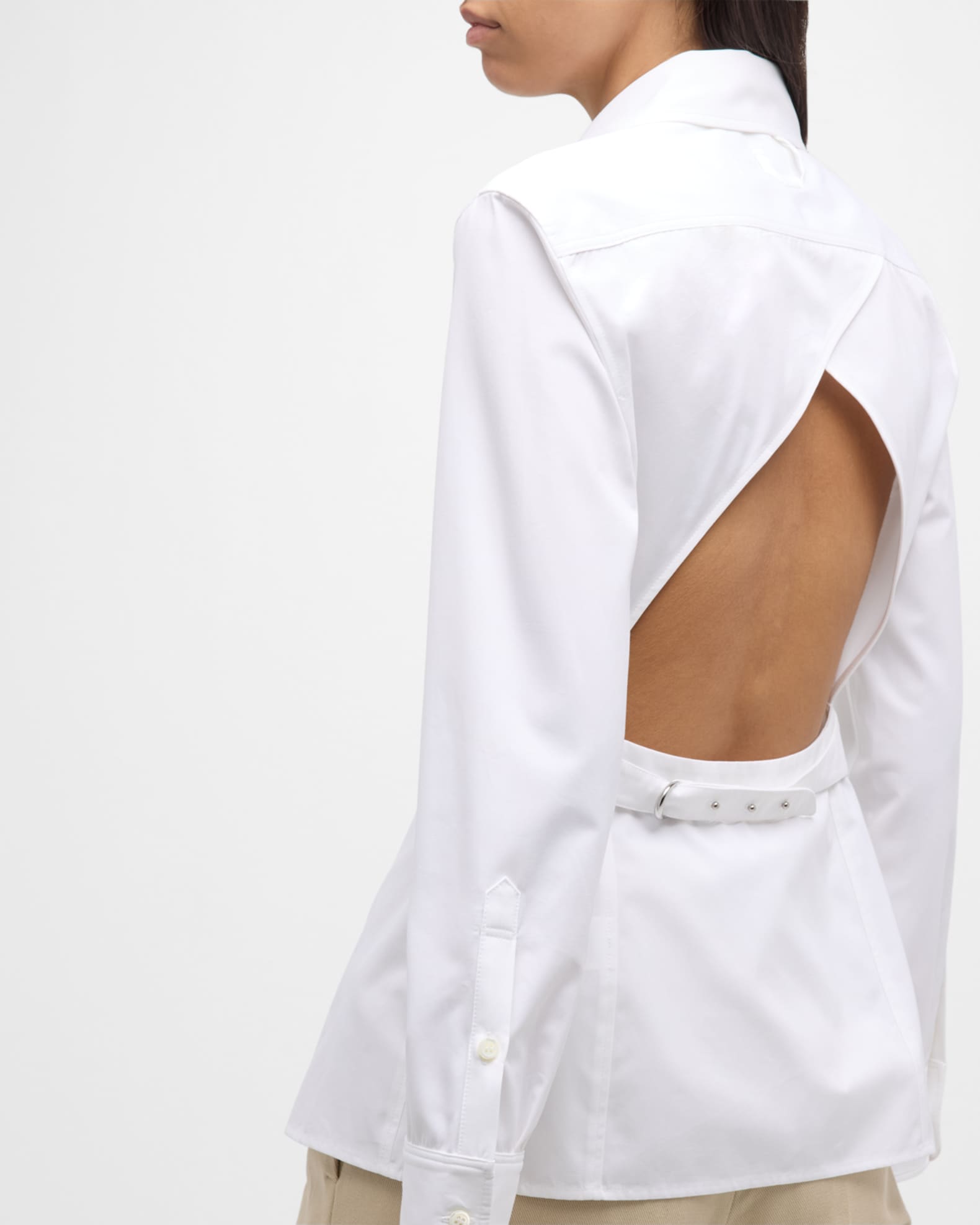 Jacquemus Costume Open-Back Collared Shirt | Neiman Marcus
