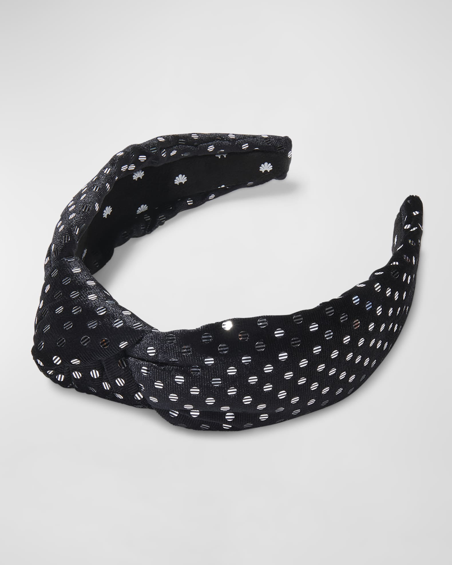 Lele Sadoughi Knotted Polka-Dot Velvet Headband | Neiman Marcus