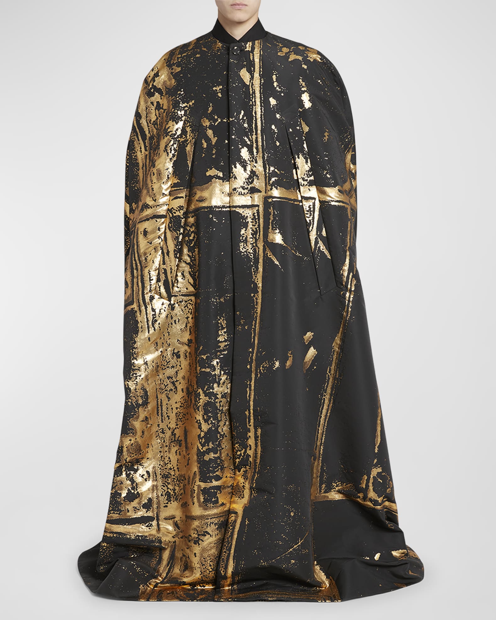 Alexander McQueen Men's Golden Fold-Print Cape | Neiman Marcus