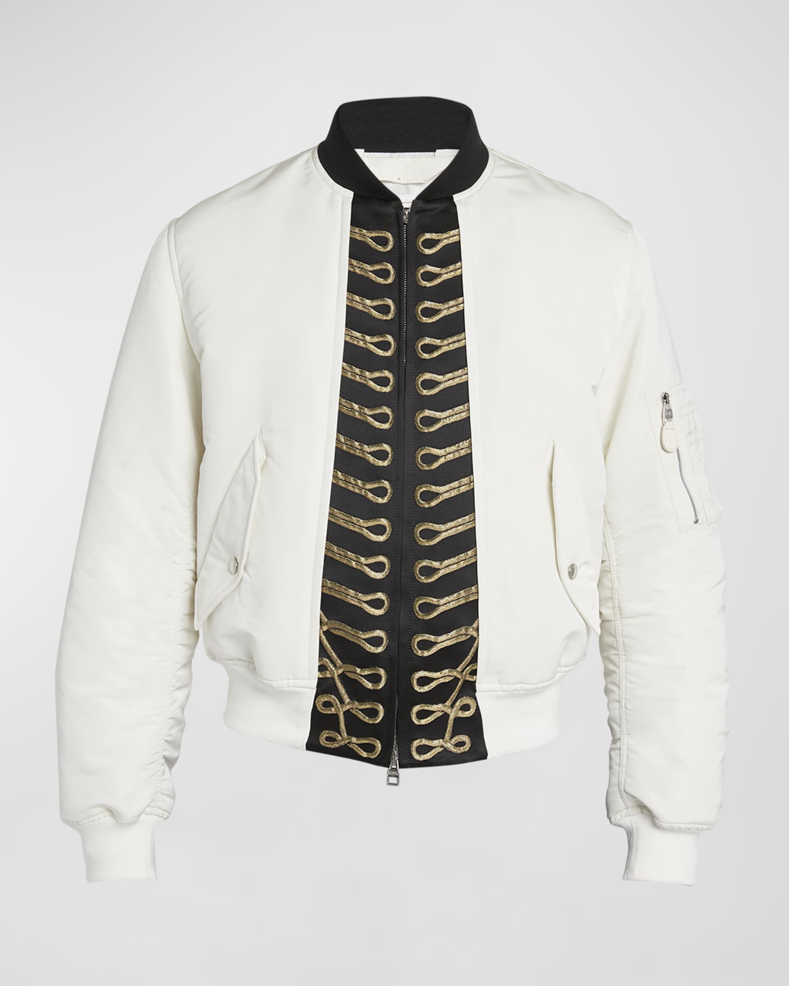 Alexander McQueen Men's Polyfaille Frogging Bomber Jacket | Neiman Marcus