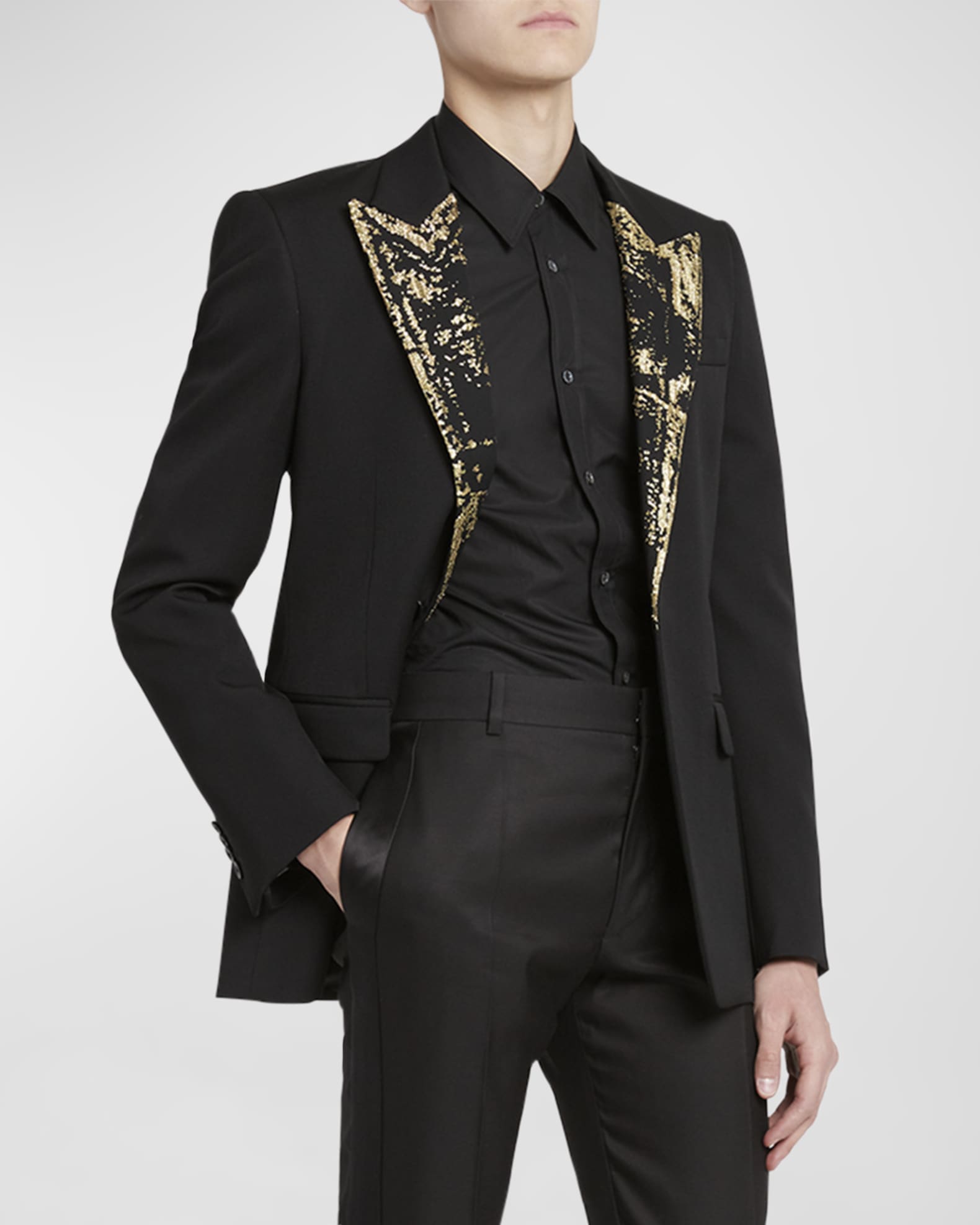 Alexander McQueen Men's Golden Fold Peak Tuxedo Jacket | Neiman Marcus