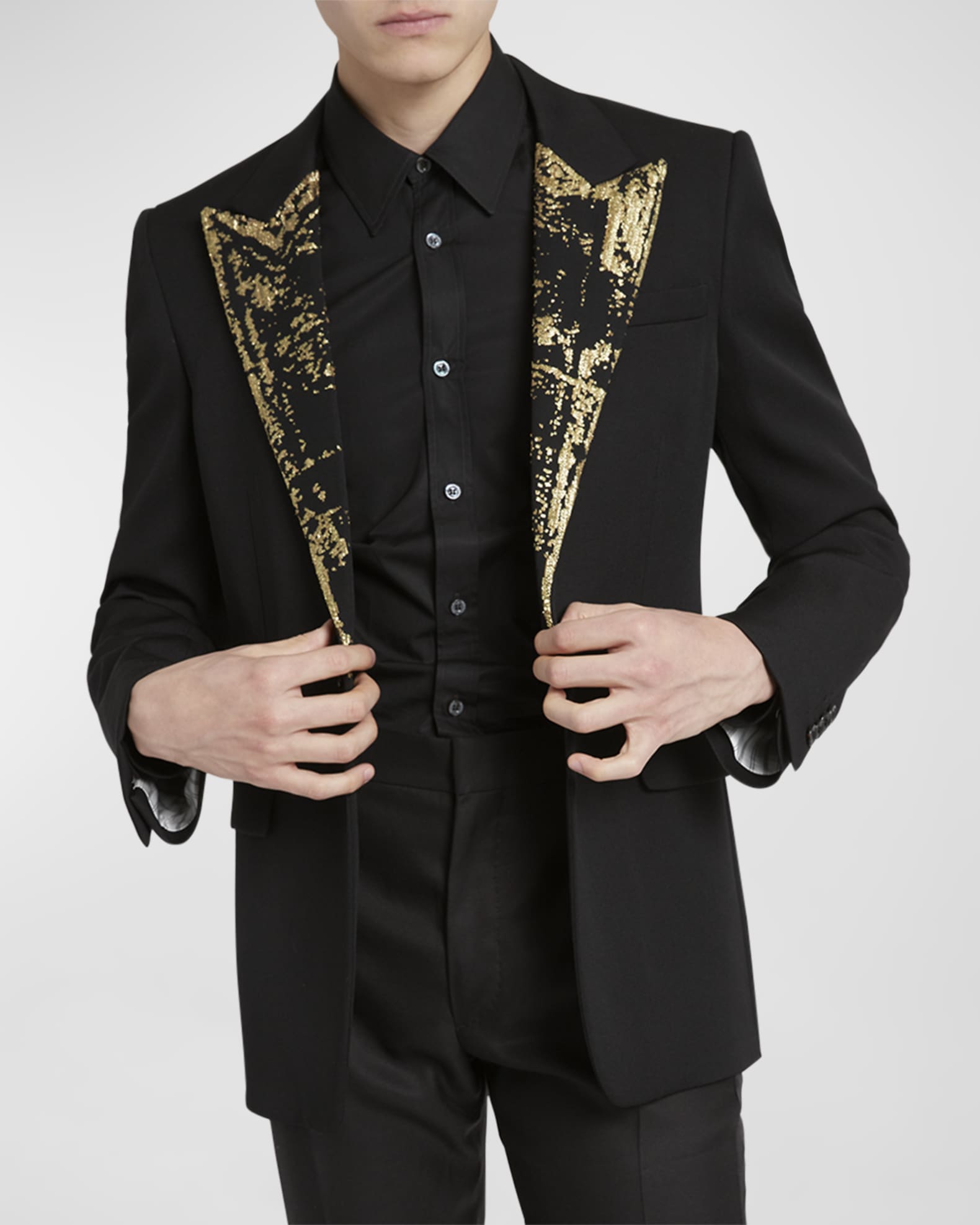 Alexander McQueen Men's Golden Fold Peak Tuxedo Jacket | Neiman Marcus