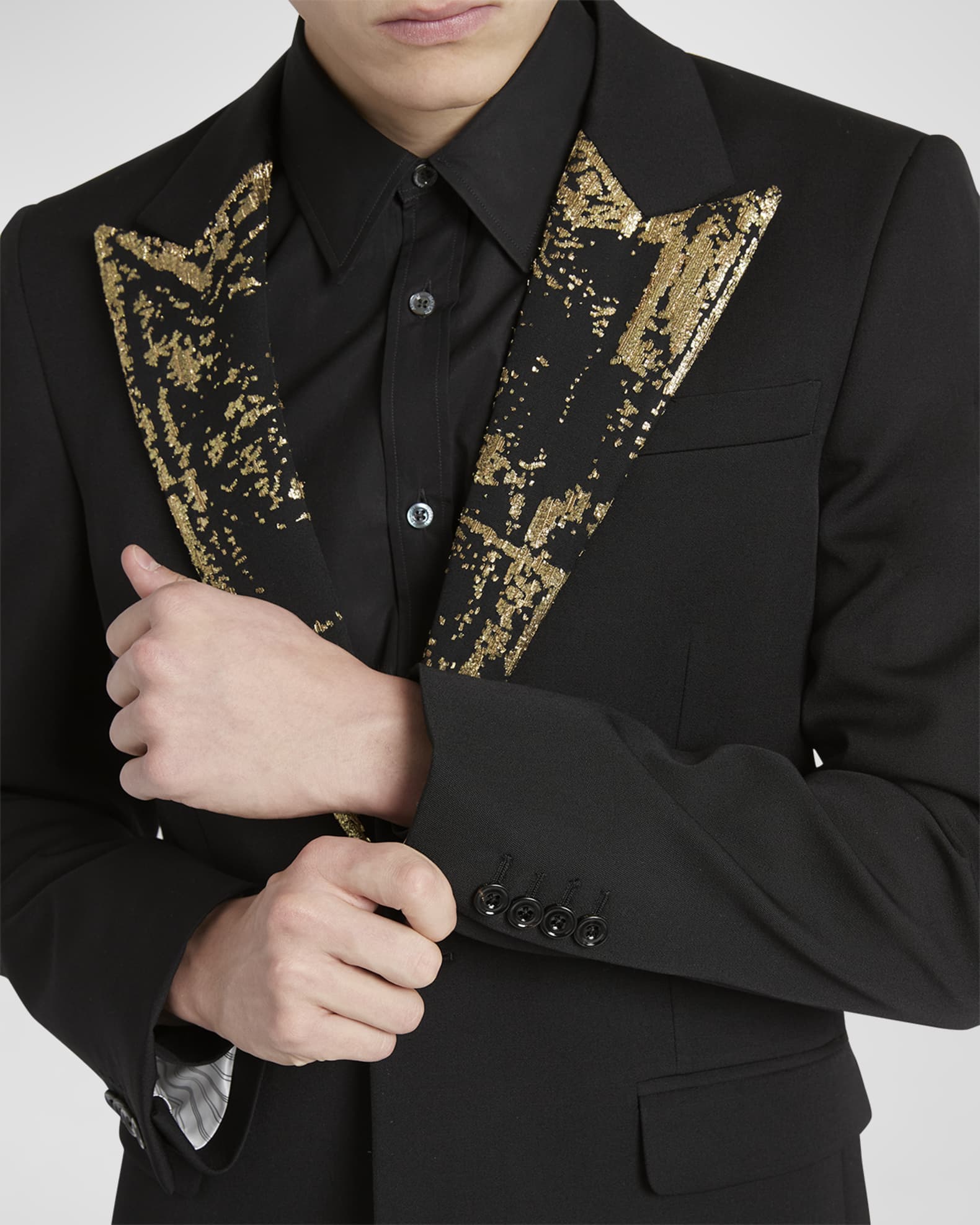 Alexander McQueen Men's Golden Fold Peak Tuxedo Jacket | Neiman Marcus