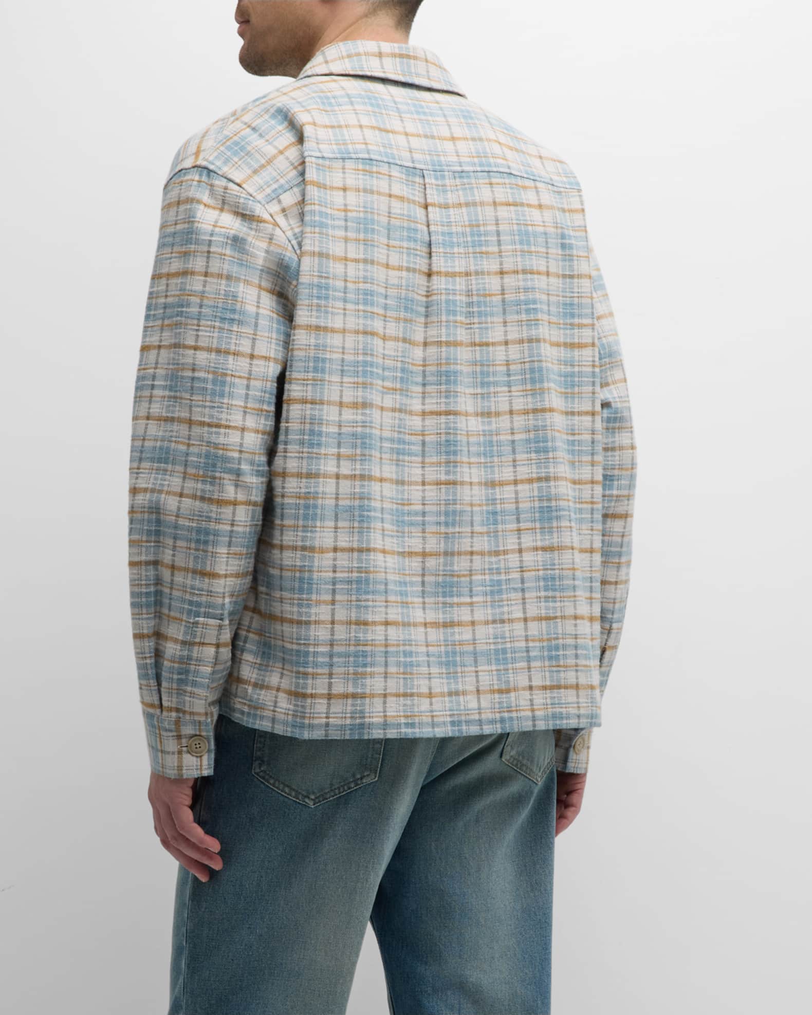 FRAME Men's Relaxed Plaid Overshirt | Neiman Marcus