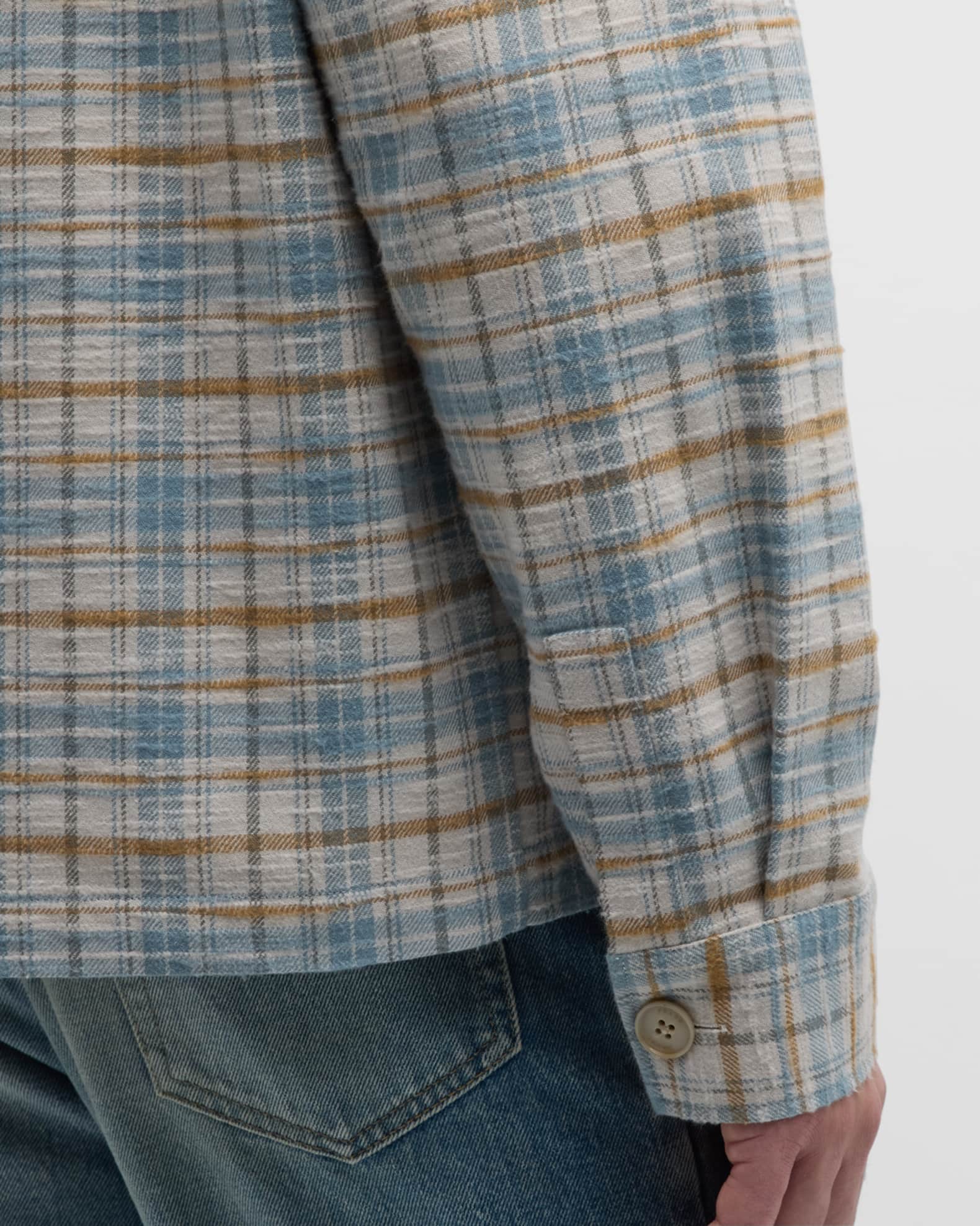 FRAME Men's Relaxed Plaid Overshirt | Neiman Marcus