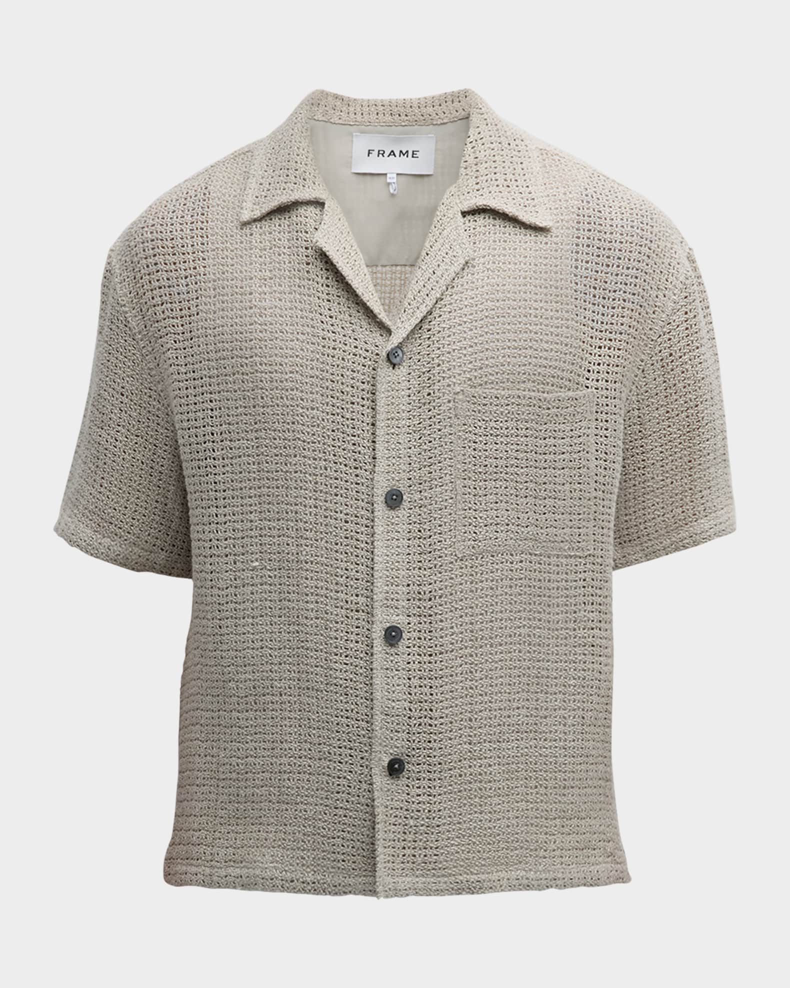 FRAME Men's Linen Open Weave Overshirt | Neiman Marcus