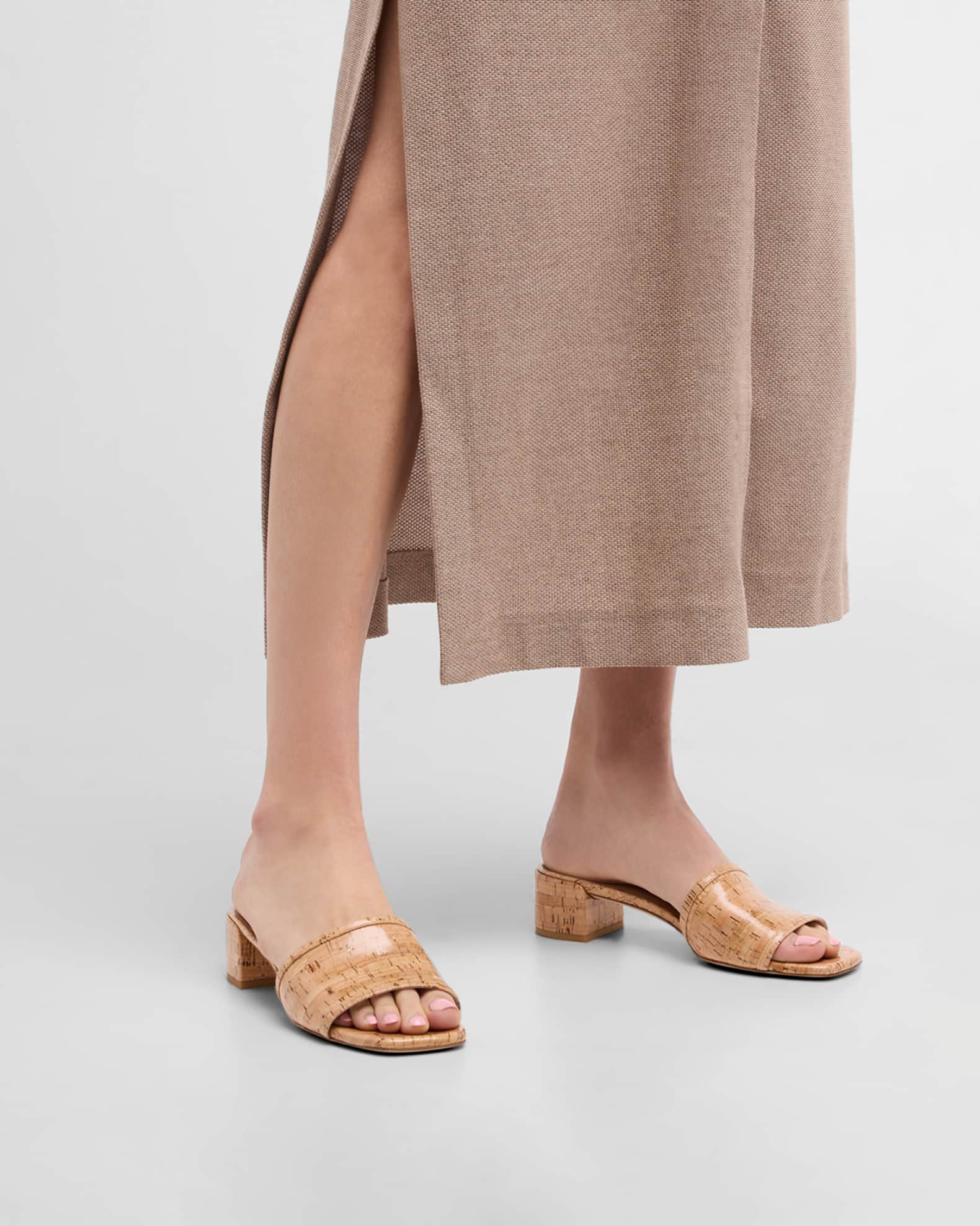 Stuart Weitzman Cayman Cork Mule Sandals | Neiman Marcus