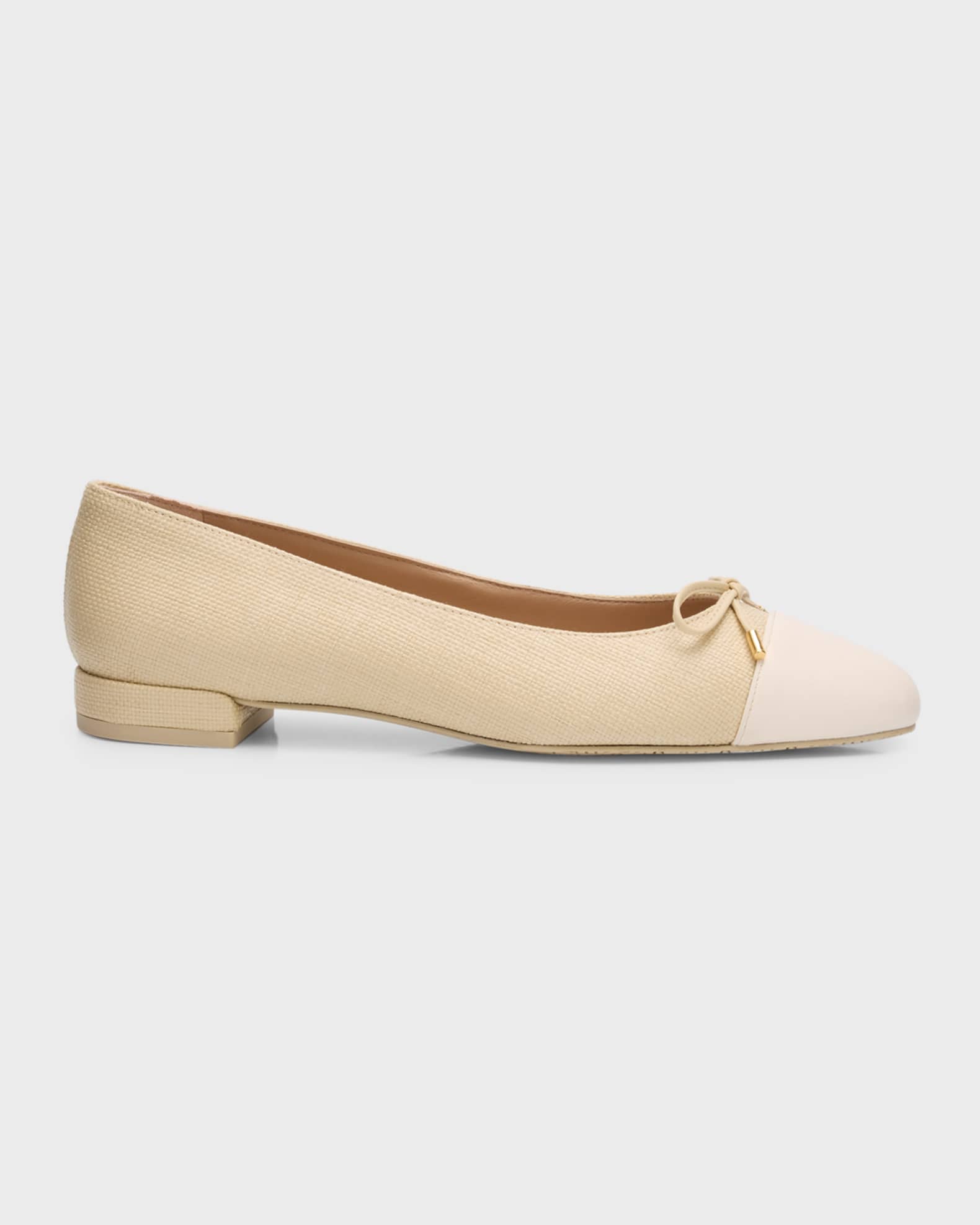 Stuart Weitzman Sleek Linen Leather Ballerina Flats | Neiman Marcus