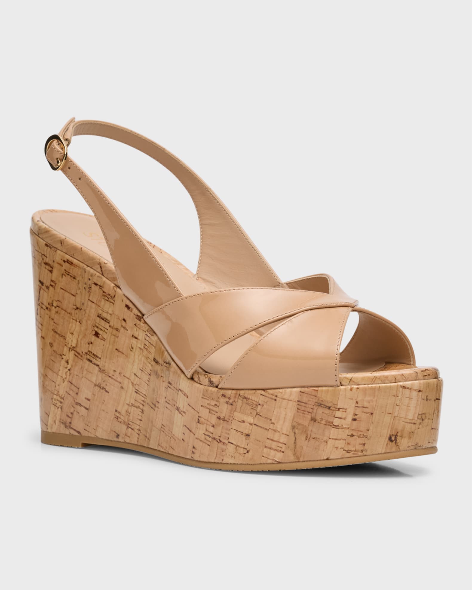 Stuart Weitzman Carmen Patent Slingback Wedge Sandals | Neiman Marcus
