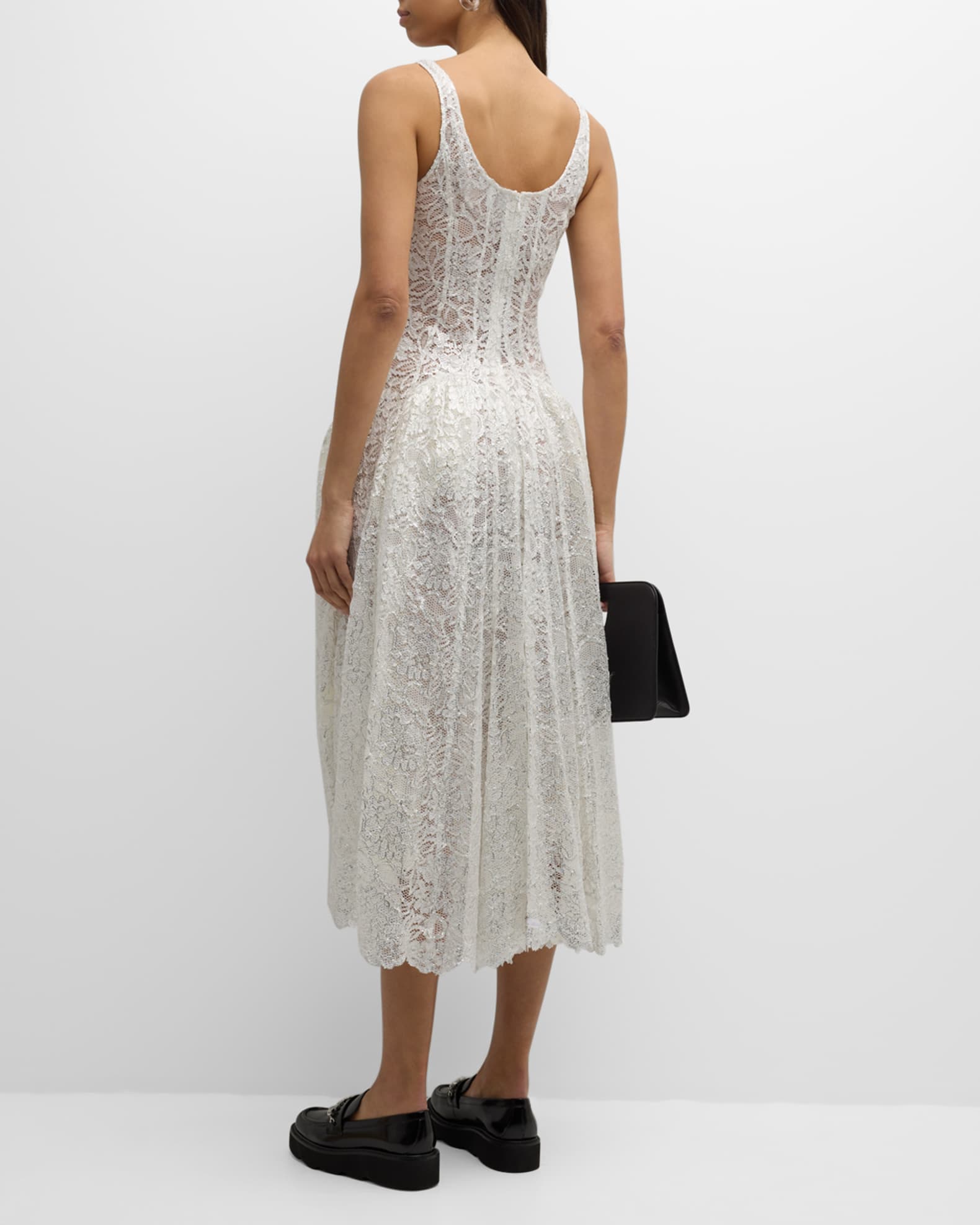 Simone Rocha Sculpted Scoop-Neck Sleeveless Lace Midi Dress | Neiman Marcus