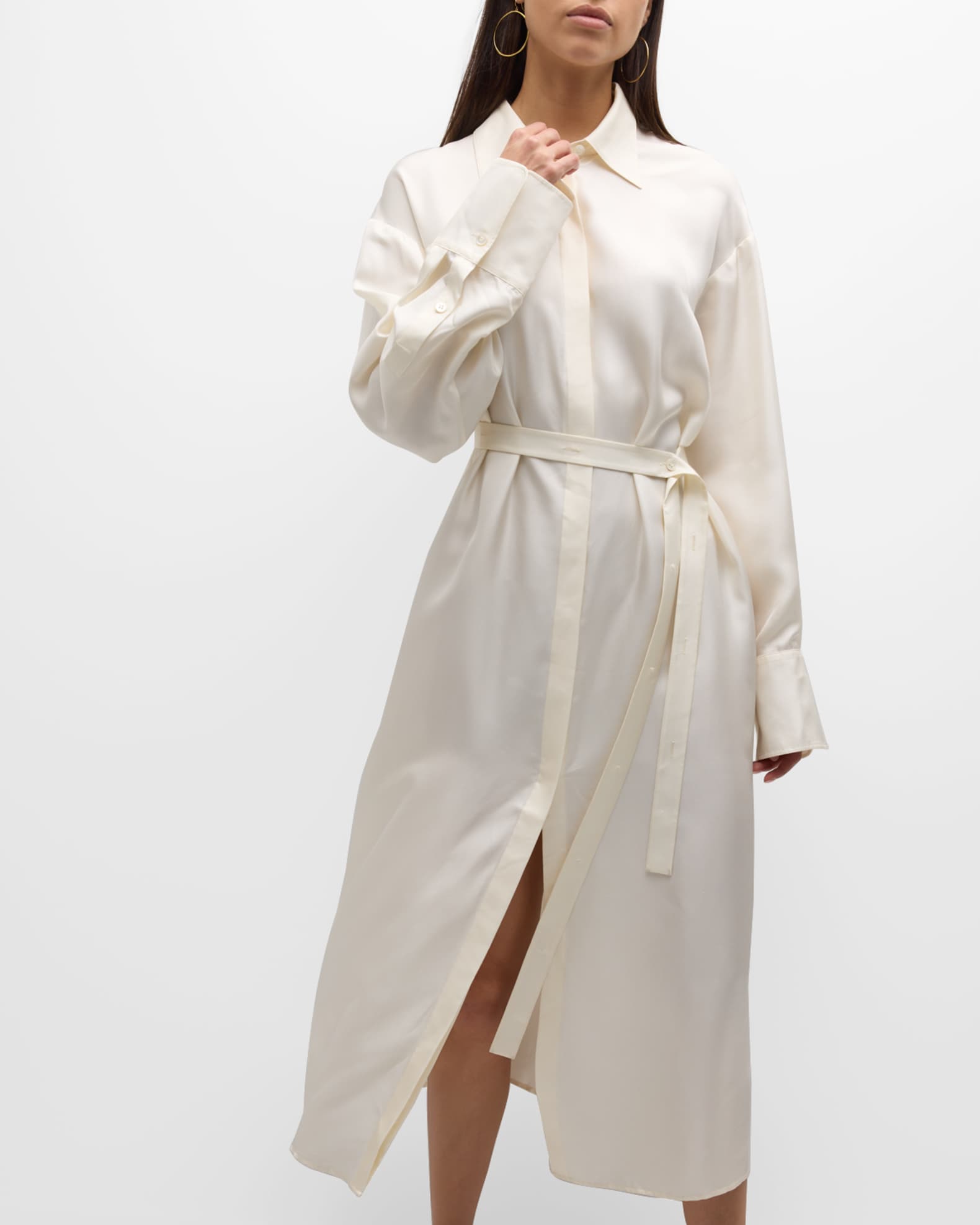 Rohe Long-Sleeve Silk Wrap Dress | Neiman Marcus