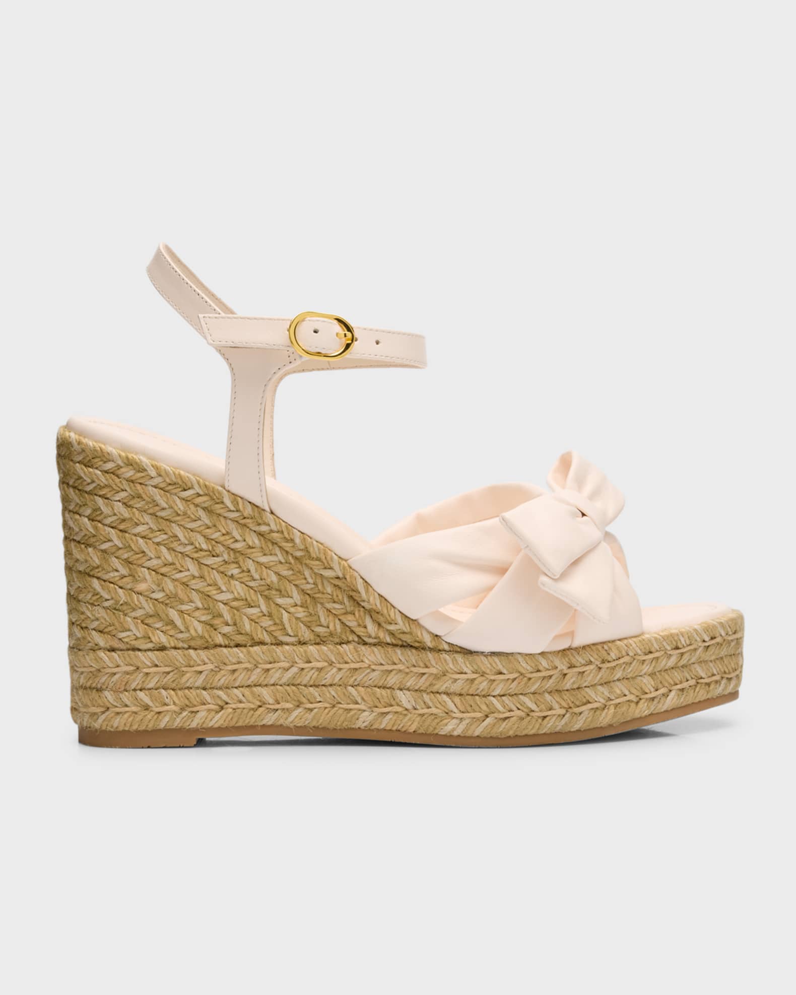 Stuart Weitzman Sofia Leather Bow Wedge Espadrille Sandals | Neiman Marcus