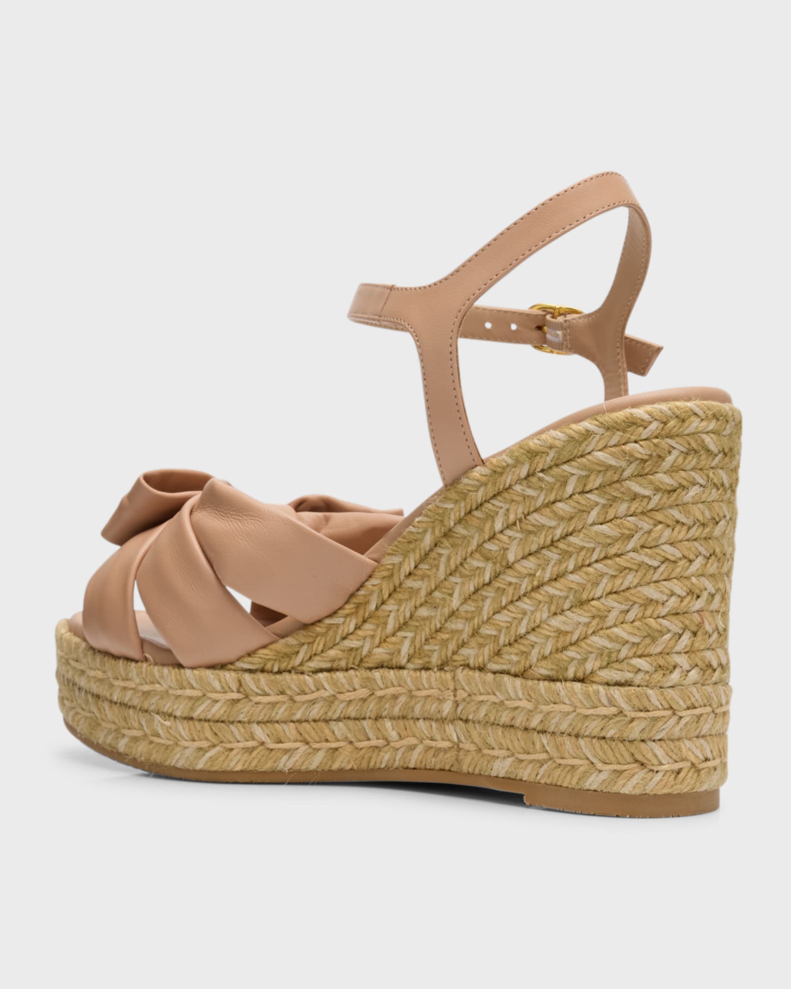 Stuart Weitzman Sofia Leather Bow Wedge Espadrille Sandals | Neiman Marcus