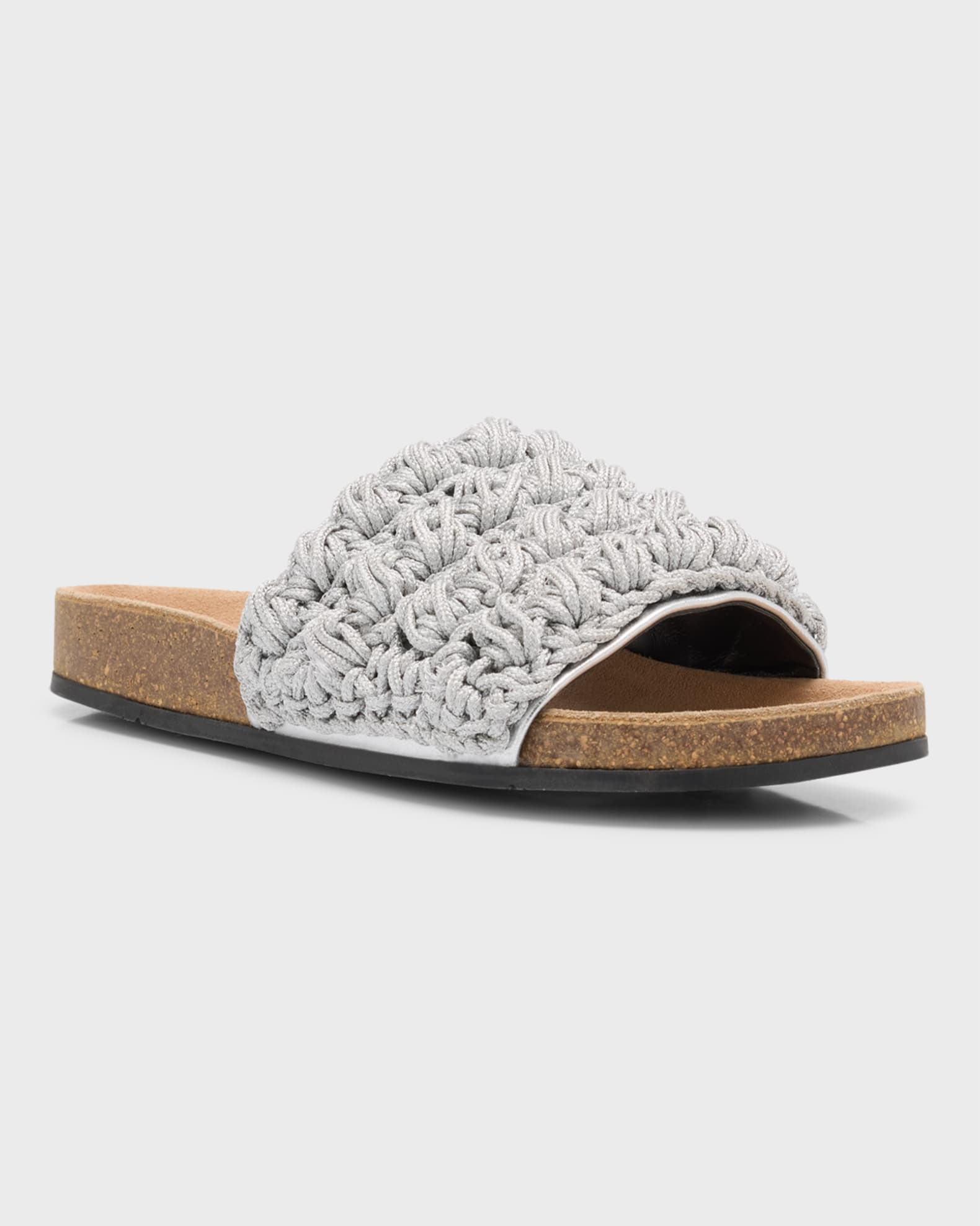 JW Anderson Crochet Cotton Easy Slide Sandals | Neiman Marcus