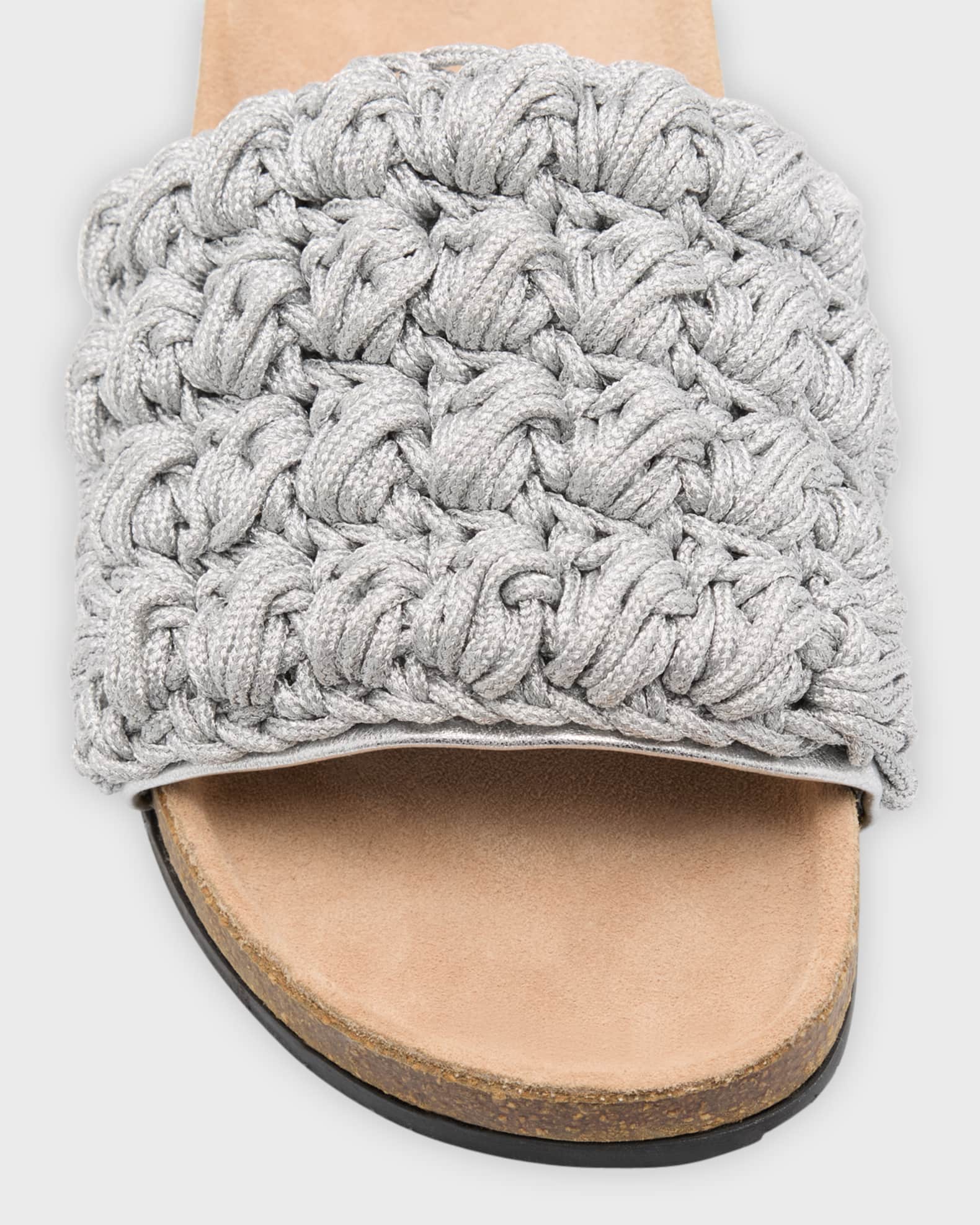 JW Anderson Crochet Cotton Easy Slide Sandals | Neiman Marcus