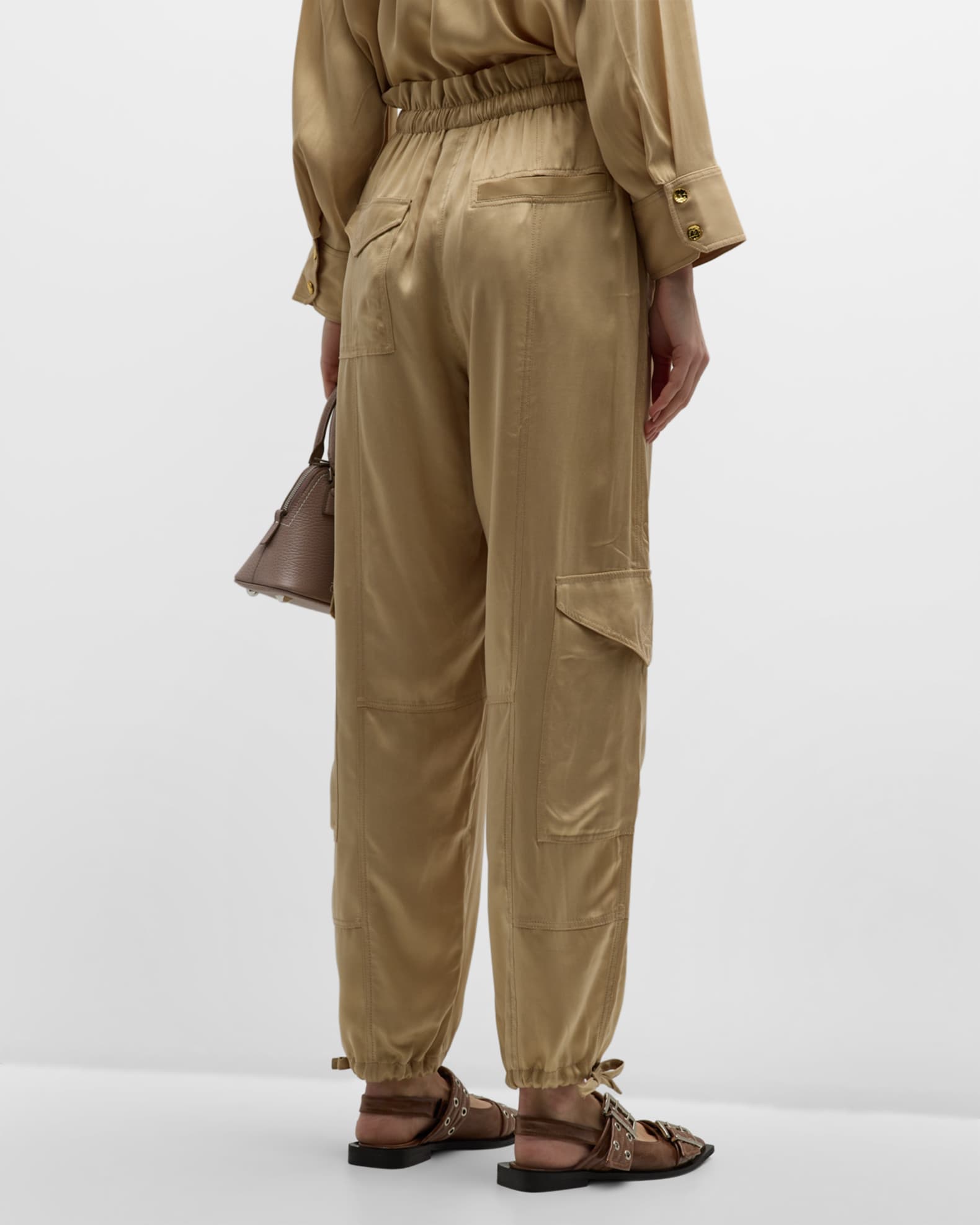 Ganni Washed Satin Cargo Joggers | Neiman Marcus