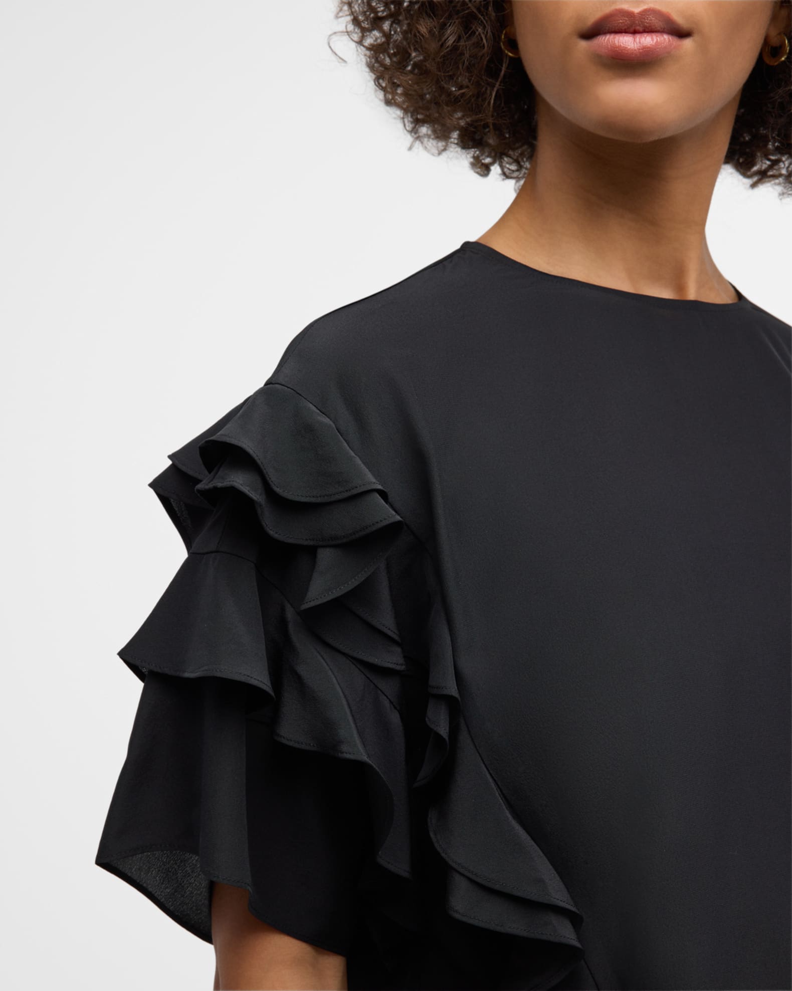 FRAME Ruffle-Sleeve Blouse | Neiman Marcus