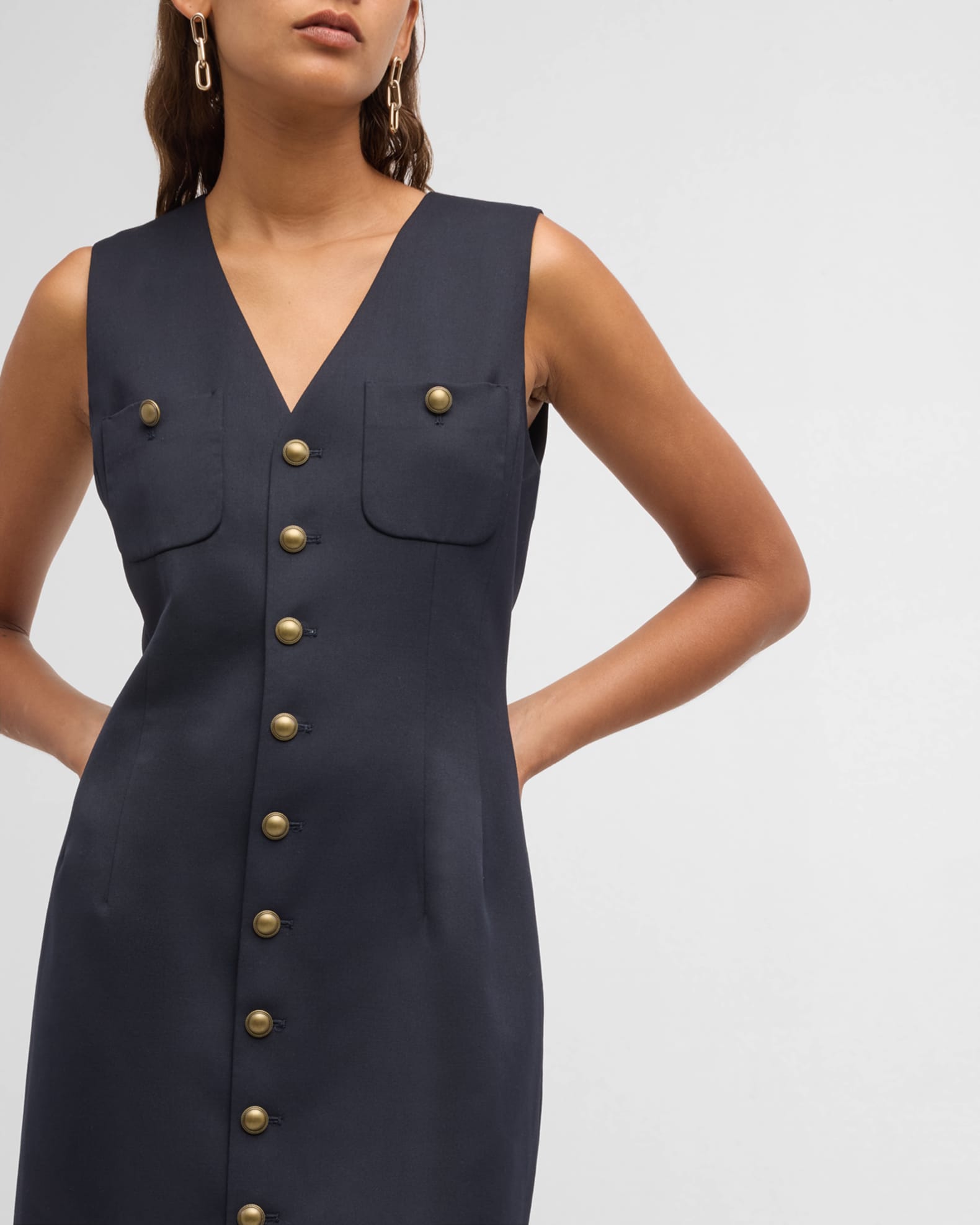 FRAME Tailored Button-Front Mini Dress | Neiman Marcus
