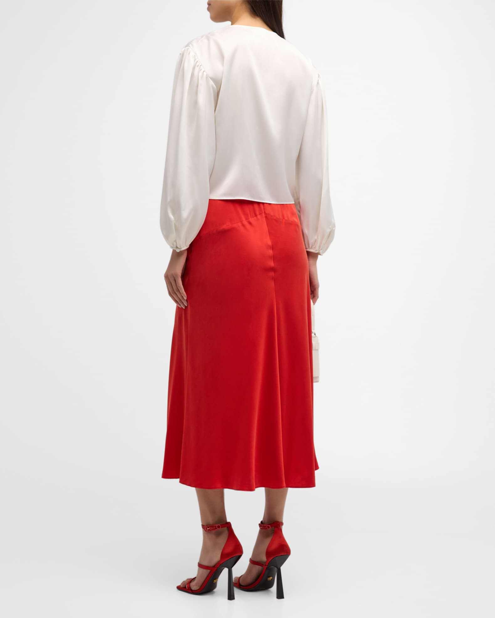 FRAME Angled Inset-Sleeve Blouse | Neiman Marcus