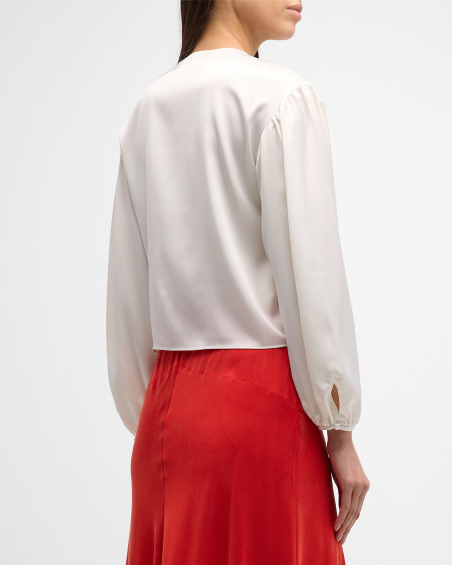 FRAME Angled Inset-Sleeve Blouse | Neiman Marcus