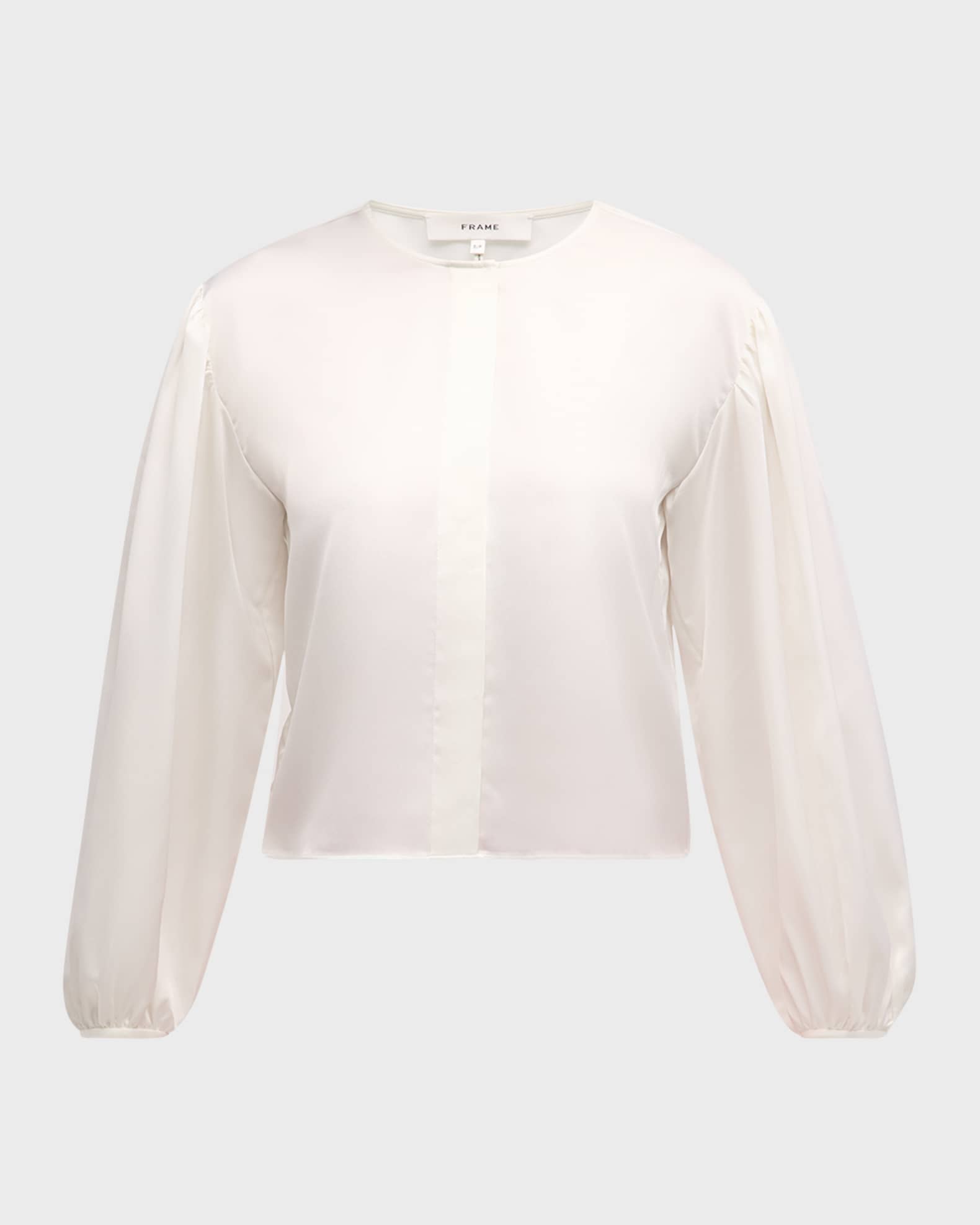 FRAME Angled Inset-Sleeve Blouse | Neiman Marcus