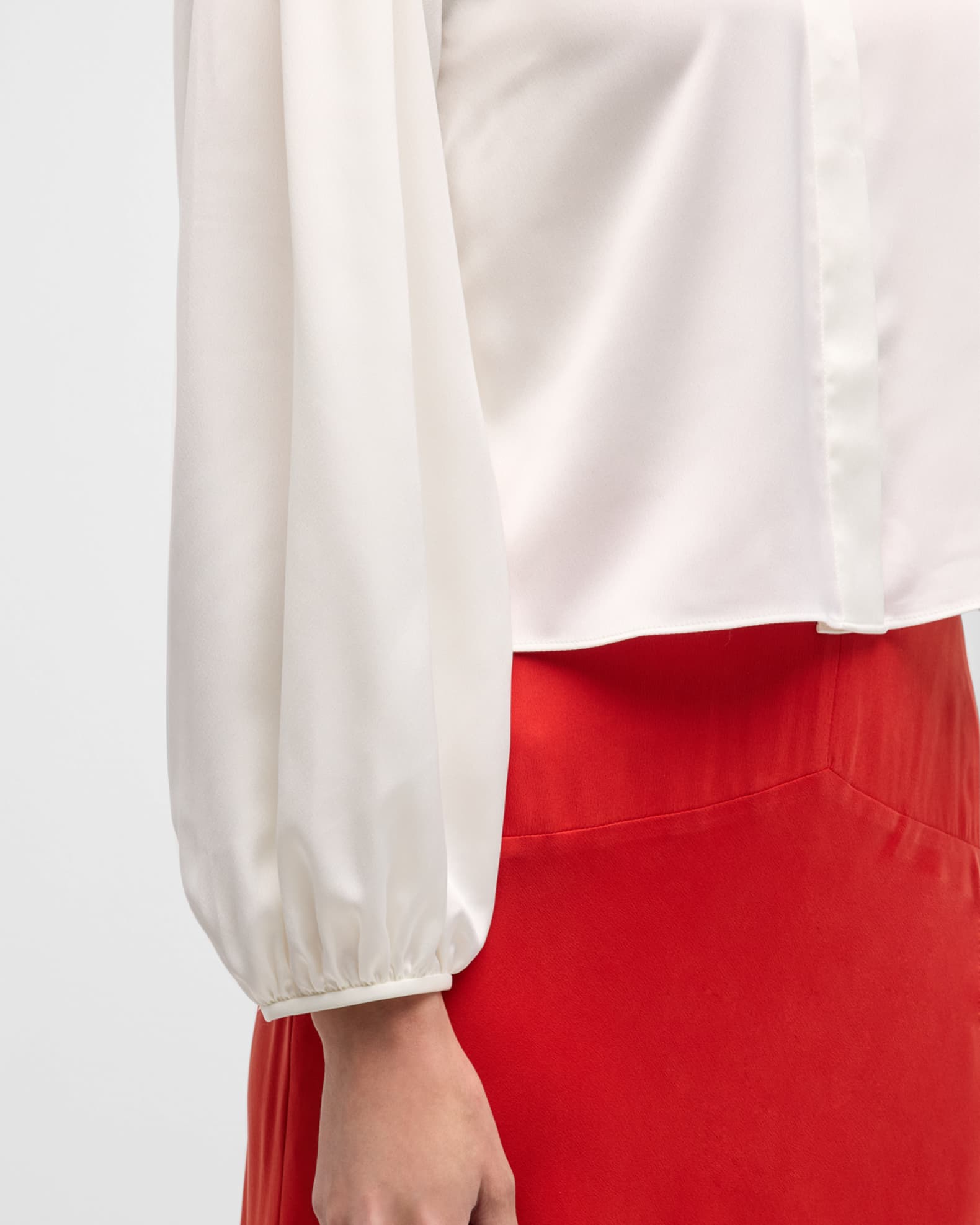 FRAME Angled Inset-Sleeve Blouse | Neiman Marcus