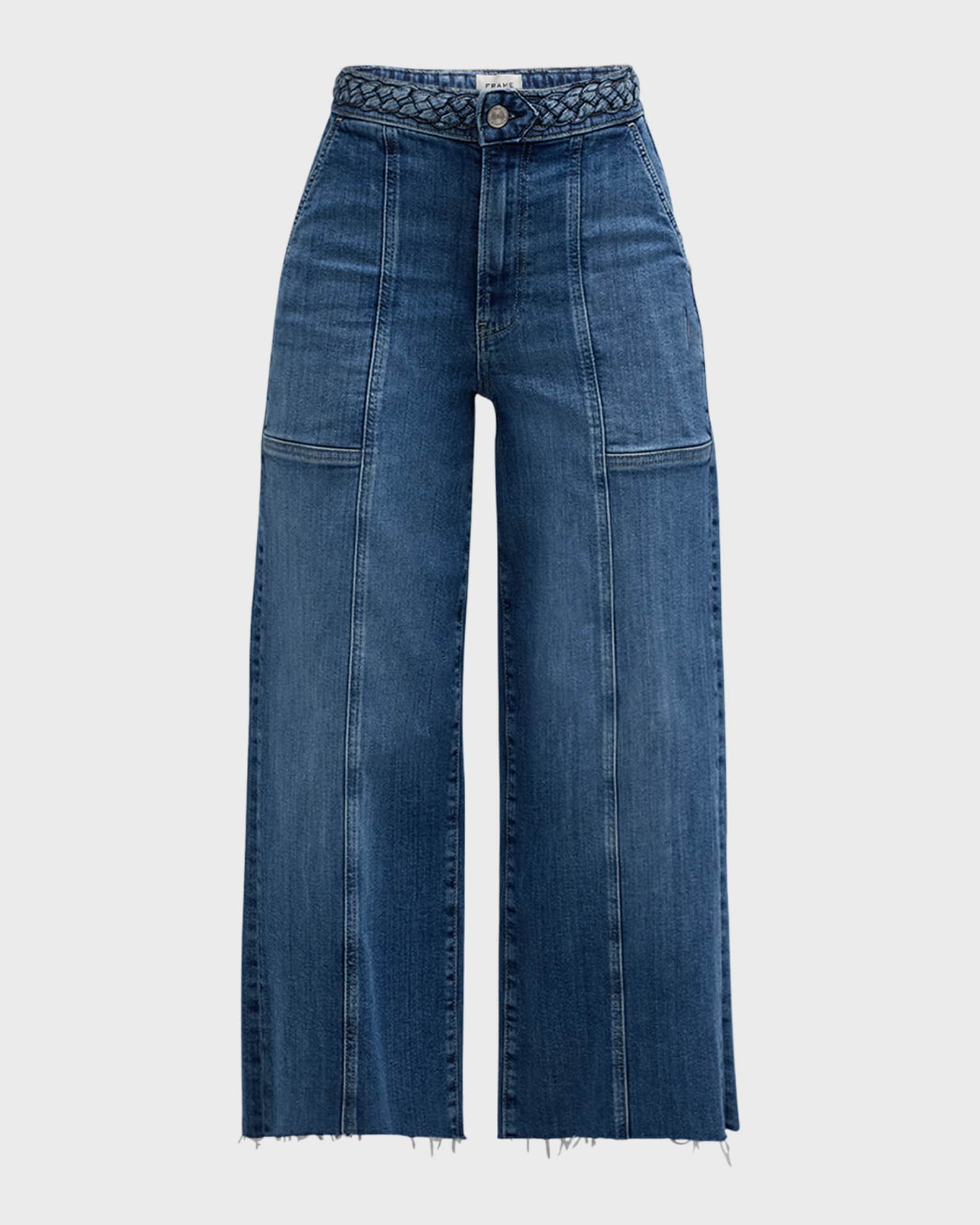 FRAME Braided Wide Crop Jeans | Neiman Marcus