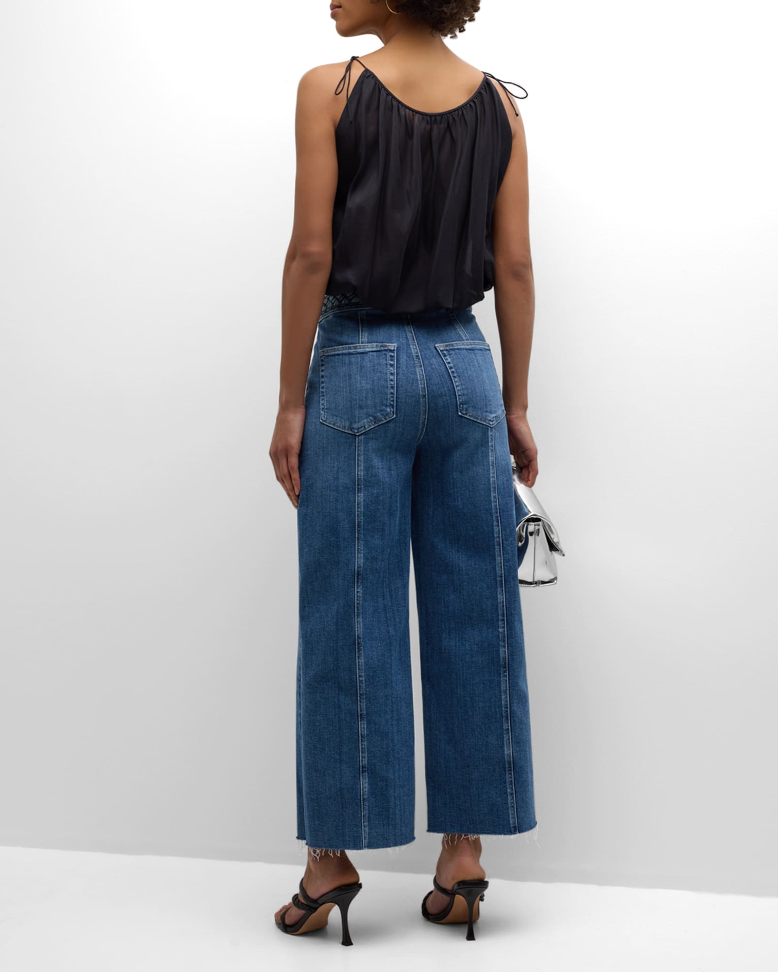 FRAME Braided Wide Crop Jeans | Neiman Marcus