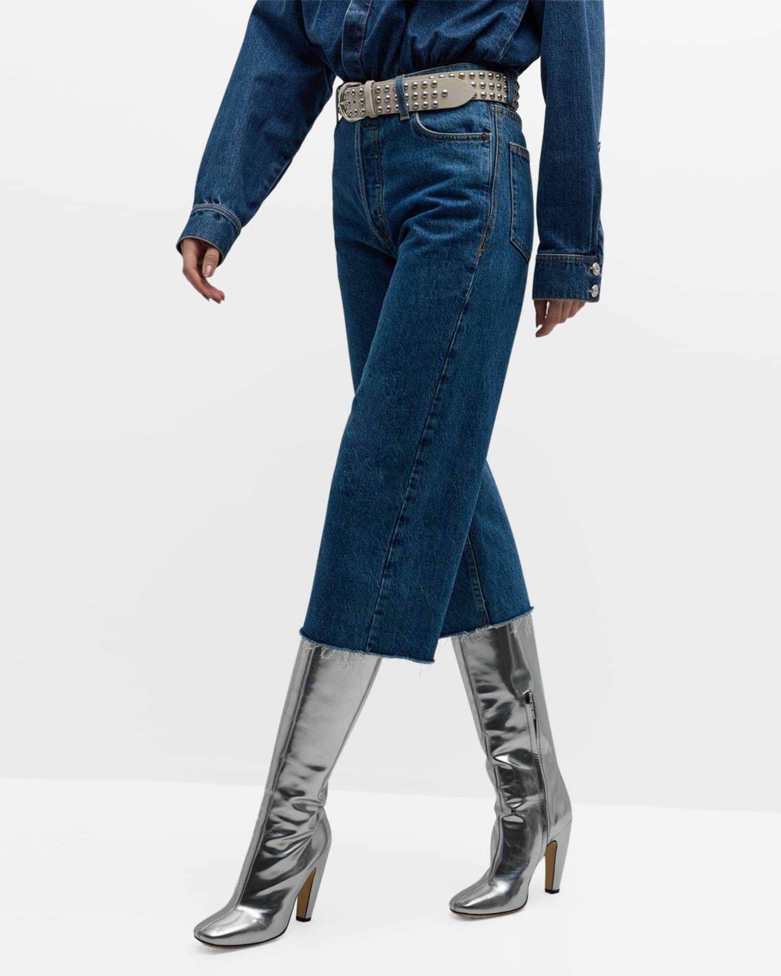 FRAME High-Rise Easy Capri Jeans | Neiman Marcus