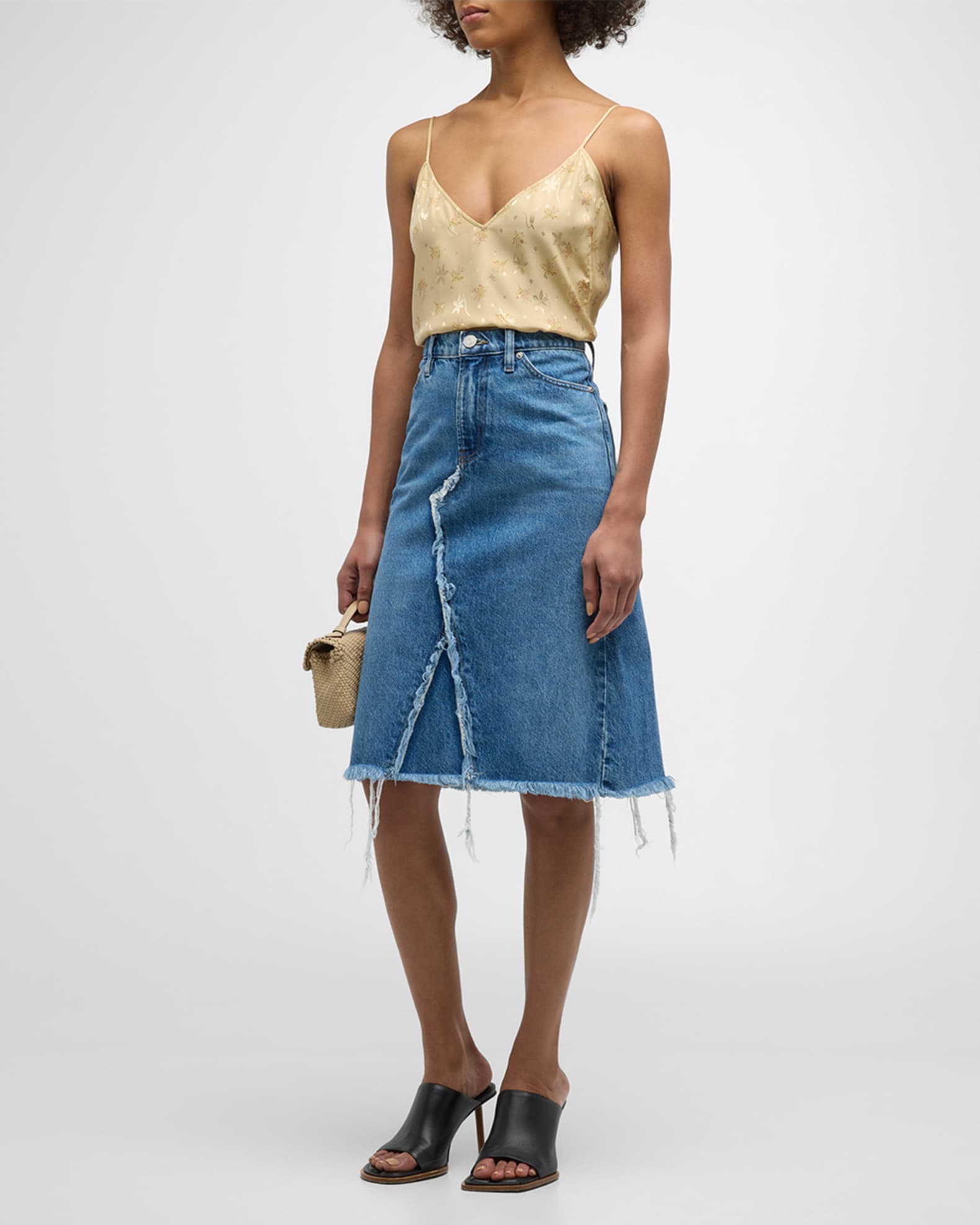 FRAME Deconstructed Denim Skirt | Neiman Marcus