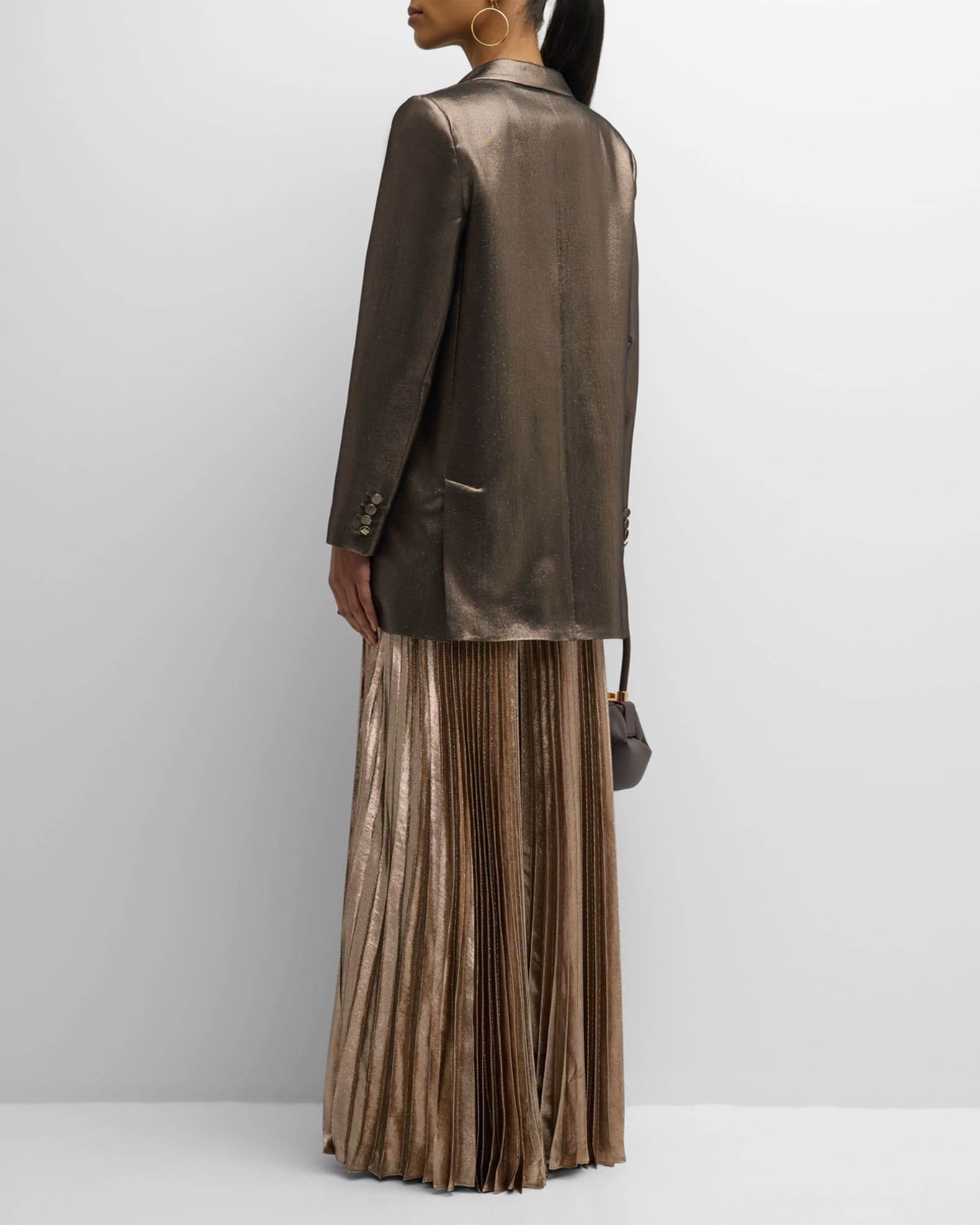 Max Mara Edro Metallic Silk Blazer Jacket | Neiman Marcus