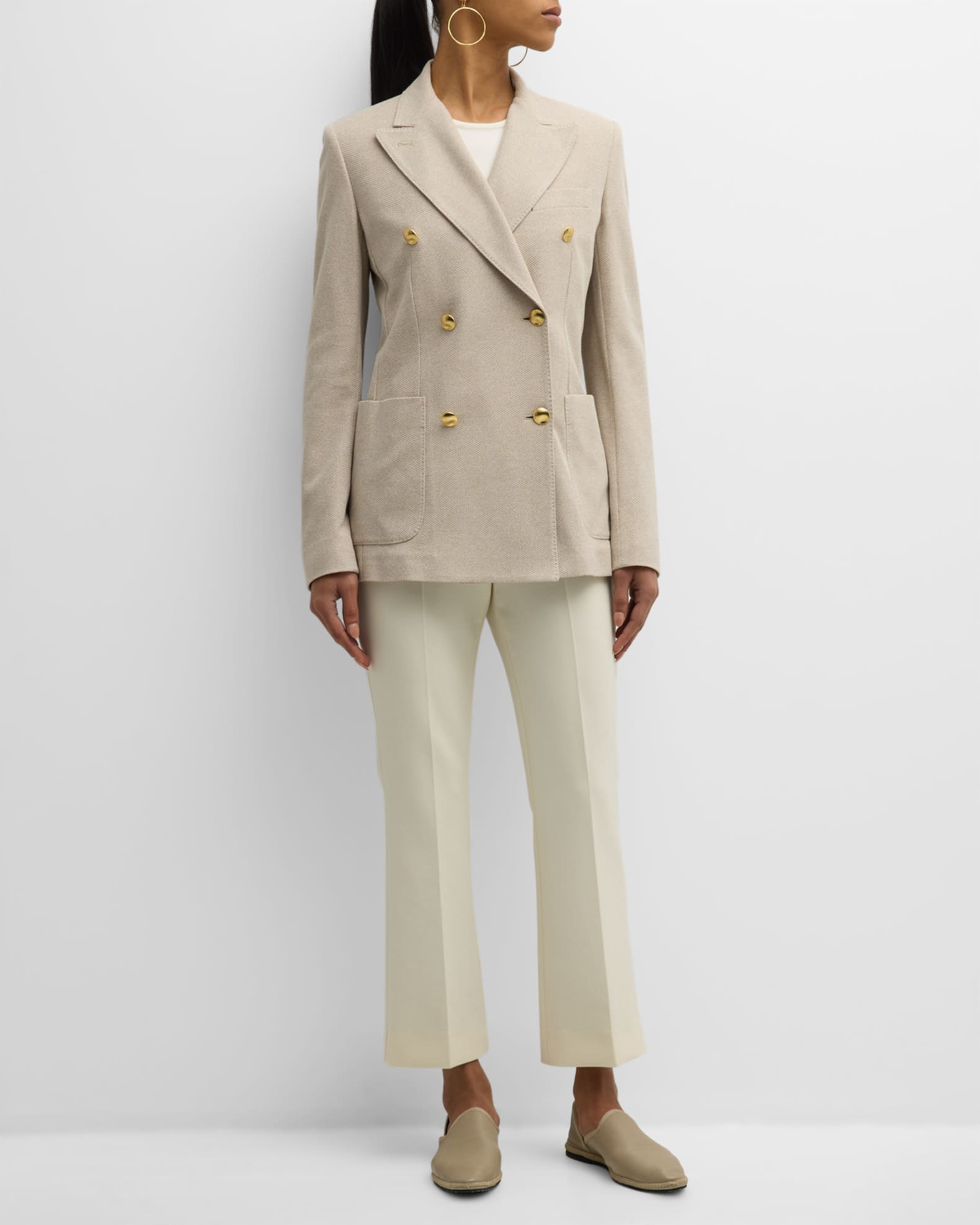 Max Mara Vanadio Pique Knit Double-Breasted Blazer Jacket | Neiman Marcus