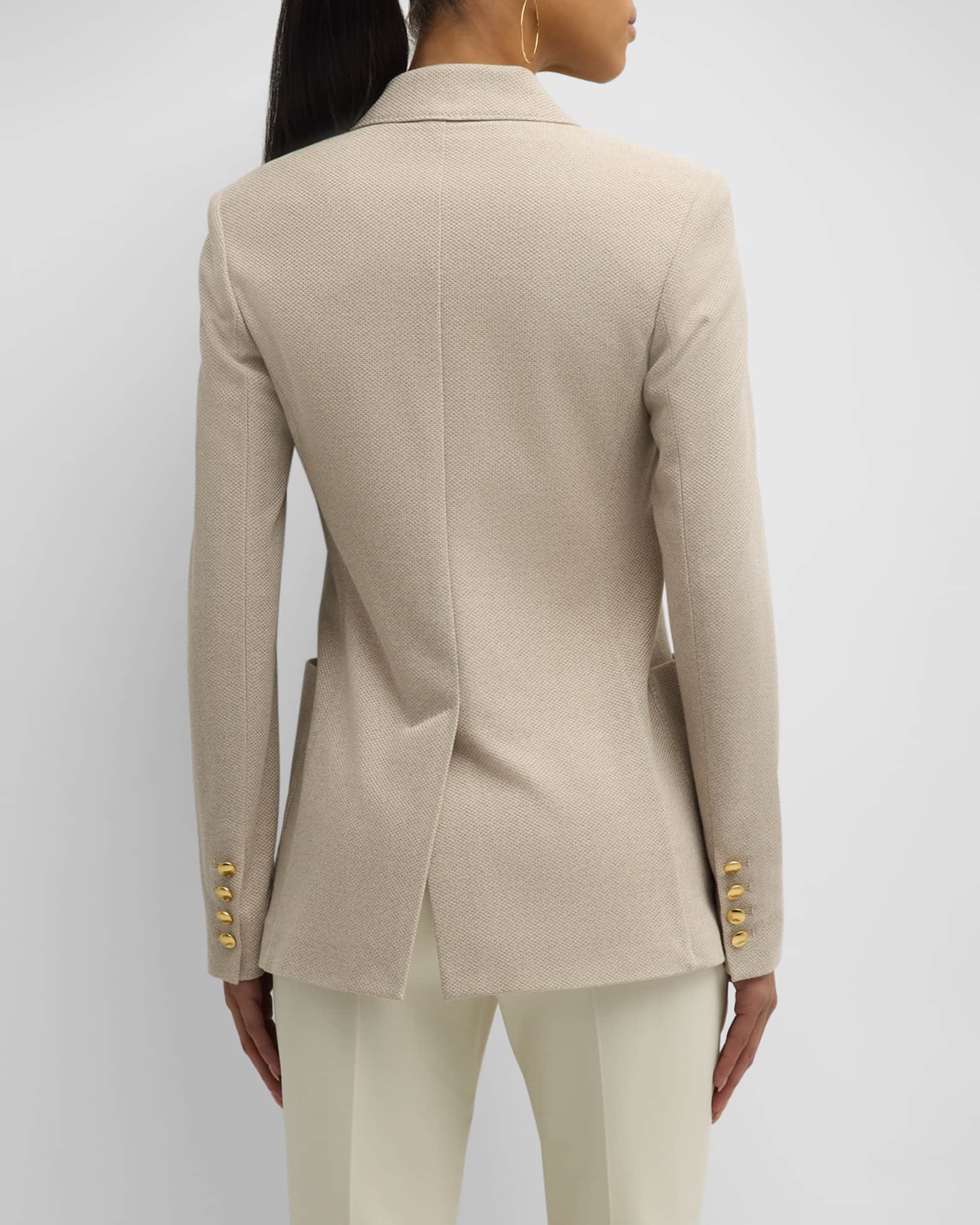 Max Mara Vanadio Pique Knit Double-Breasted Blazer Jacket | Neiman Marcus