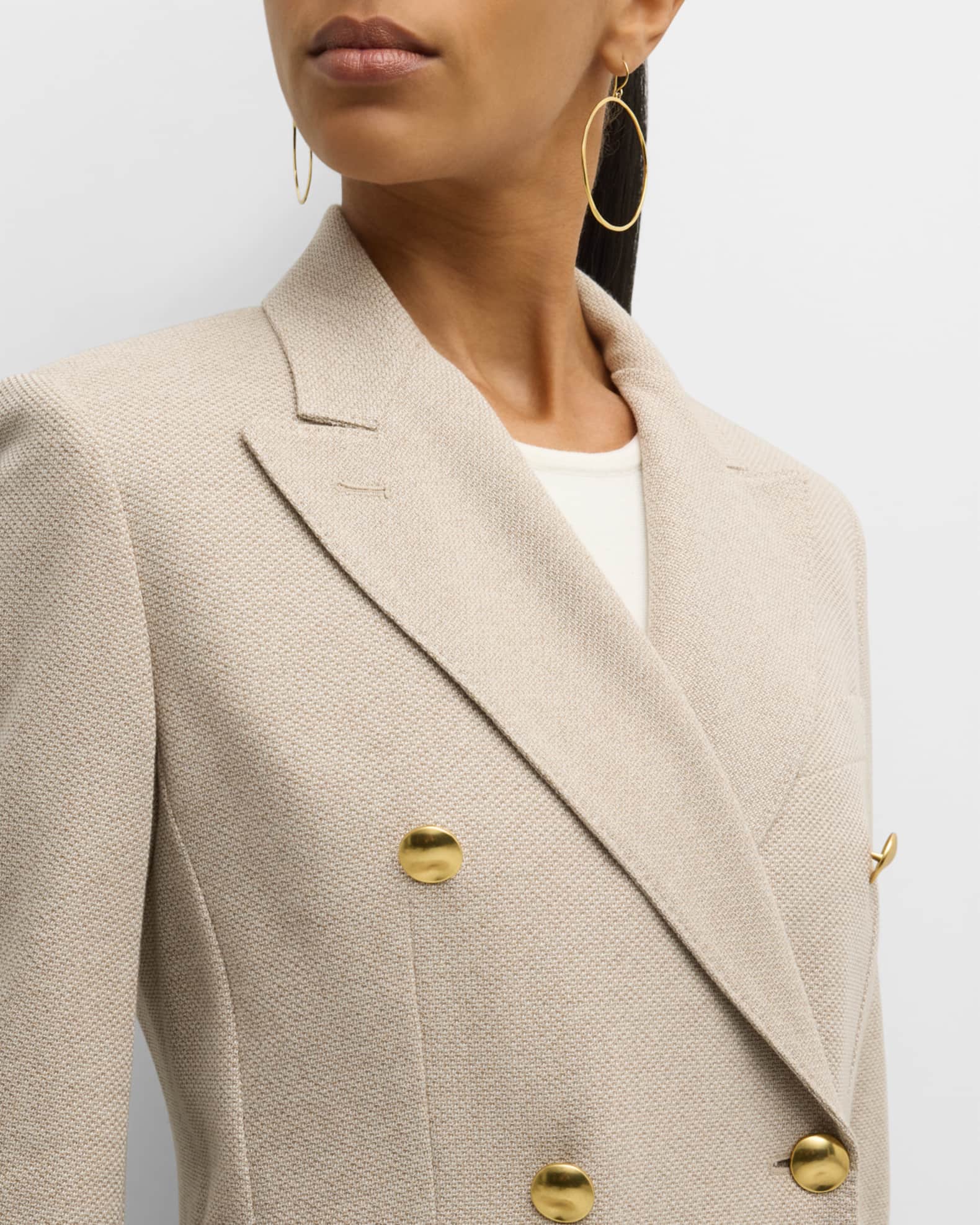 Max Mara Vanadio Pique Knit Double-Breasted Blazer Jacket | Neiman Marcus