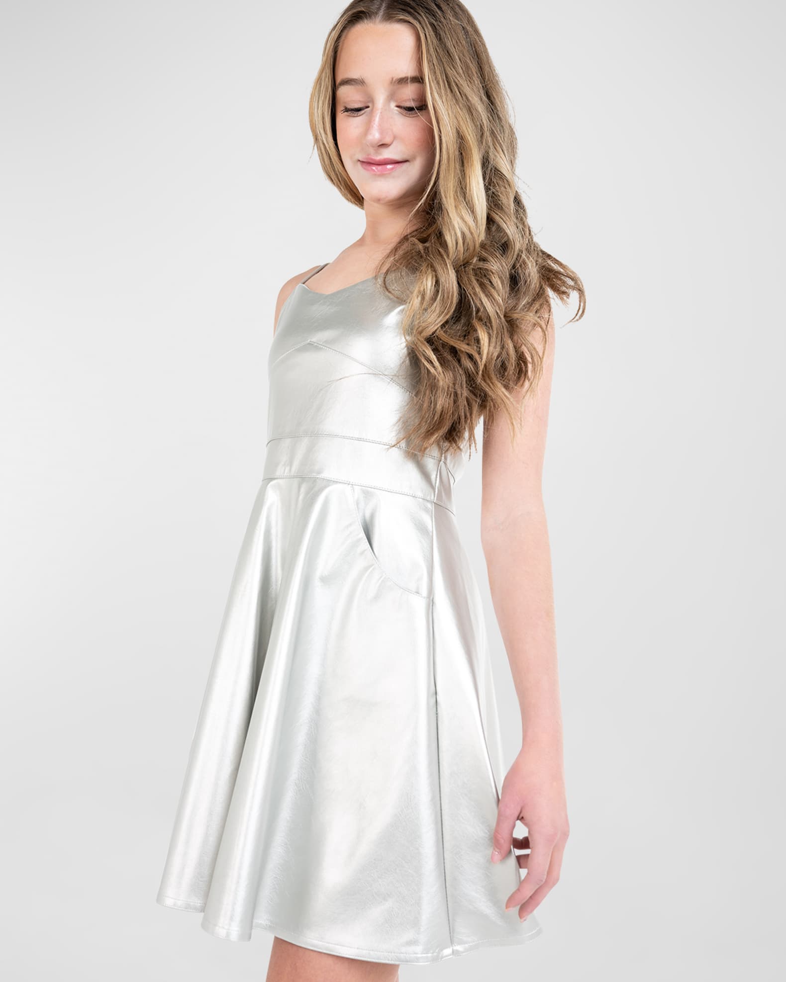 Zoe Girl's Melissa Metallic Spaghetti-Strap Dress, Size 7-16 | Neiman ...