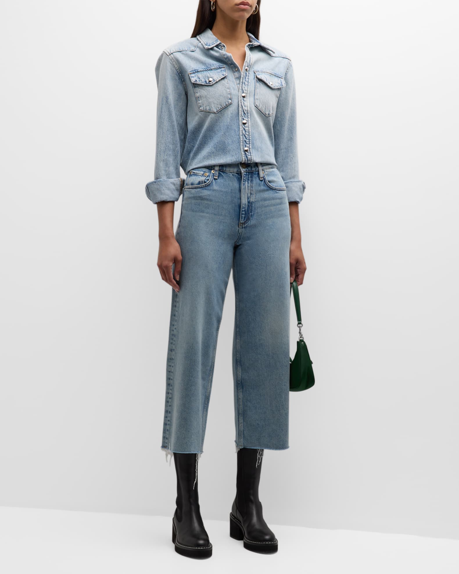 Rag & Bone Andi Cropped Wide-Leg Jeans | Neiman Marcus