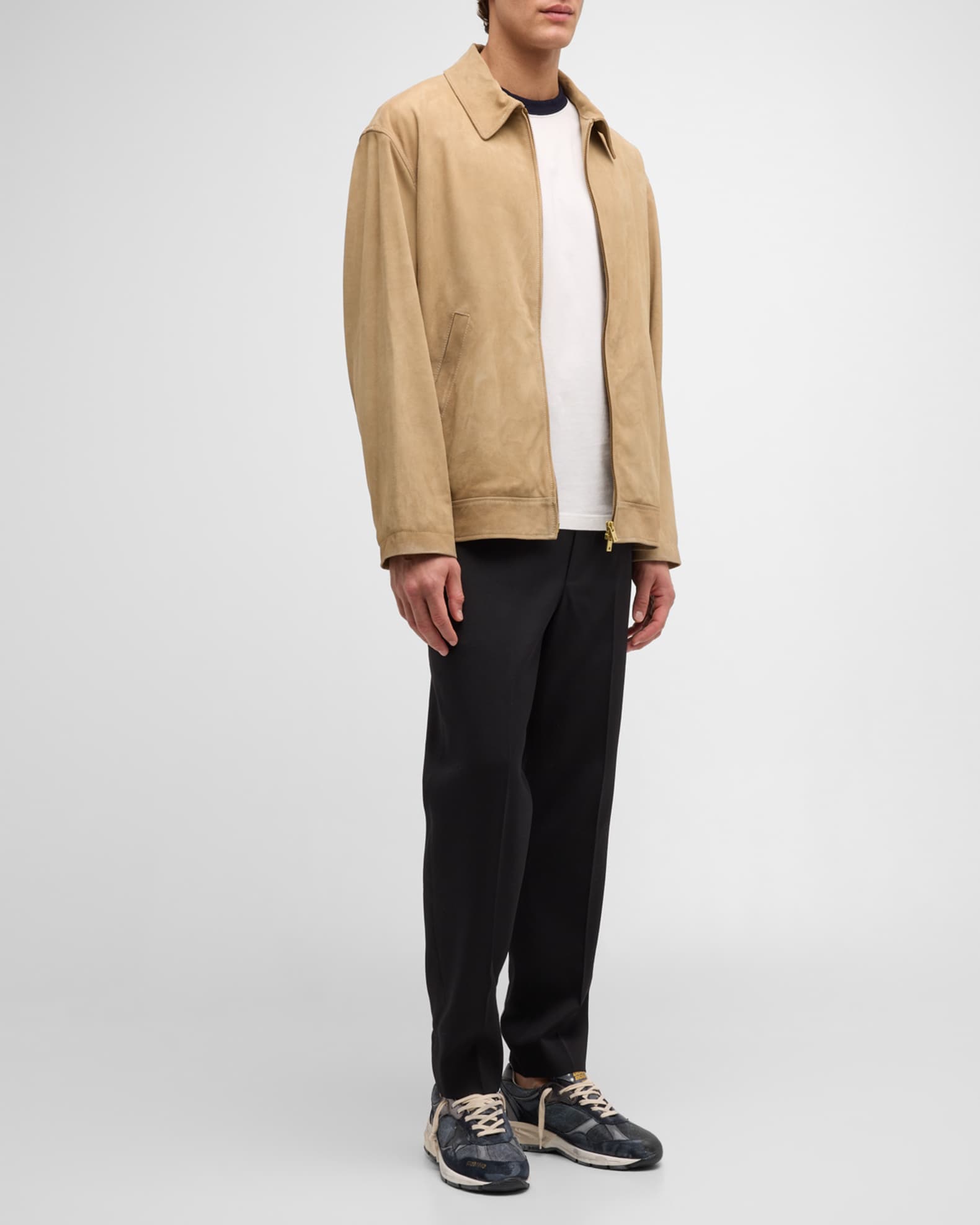 Golden Goose Men's Journey Waxed Leather Coach Jacket | Neiman Marcus